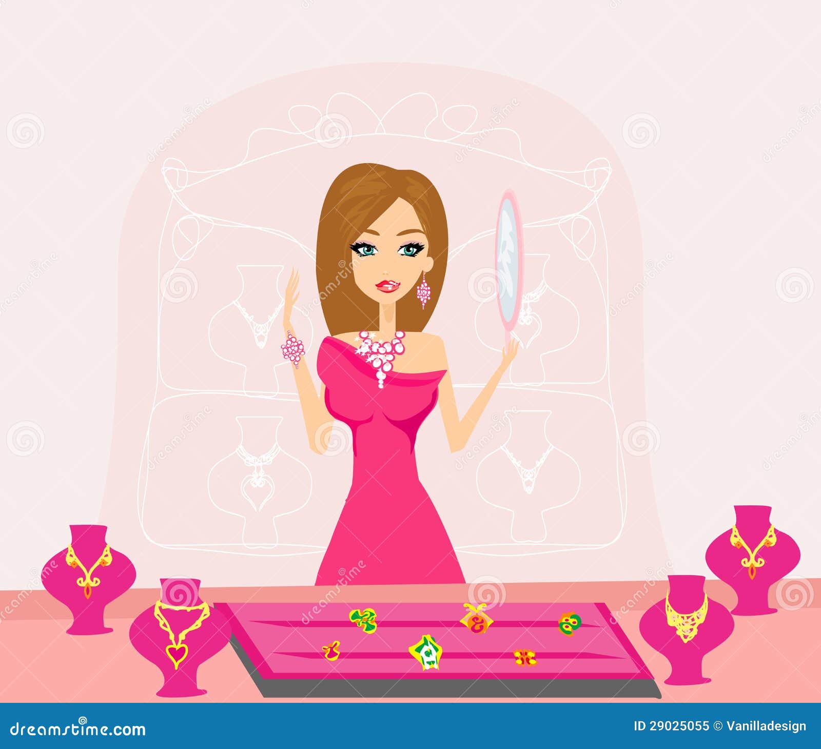 Girl and jewelry stock illustration. Illustration of decoration - 29025055