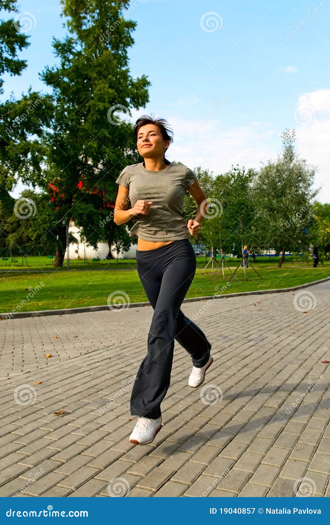 Girl jogging stock image. Image of grass, park, jogging - 19040857