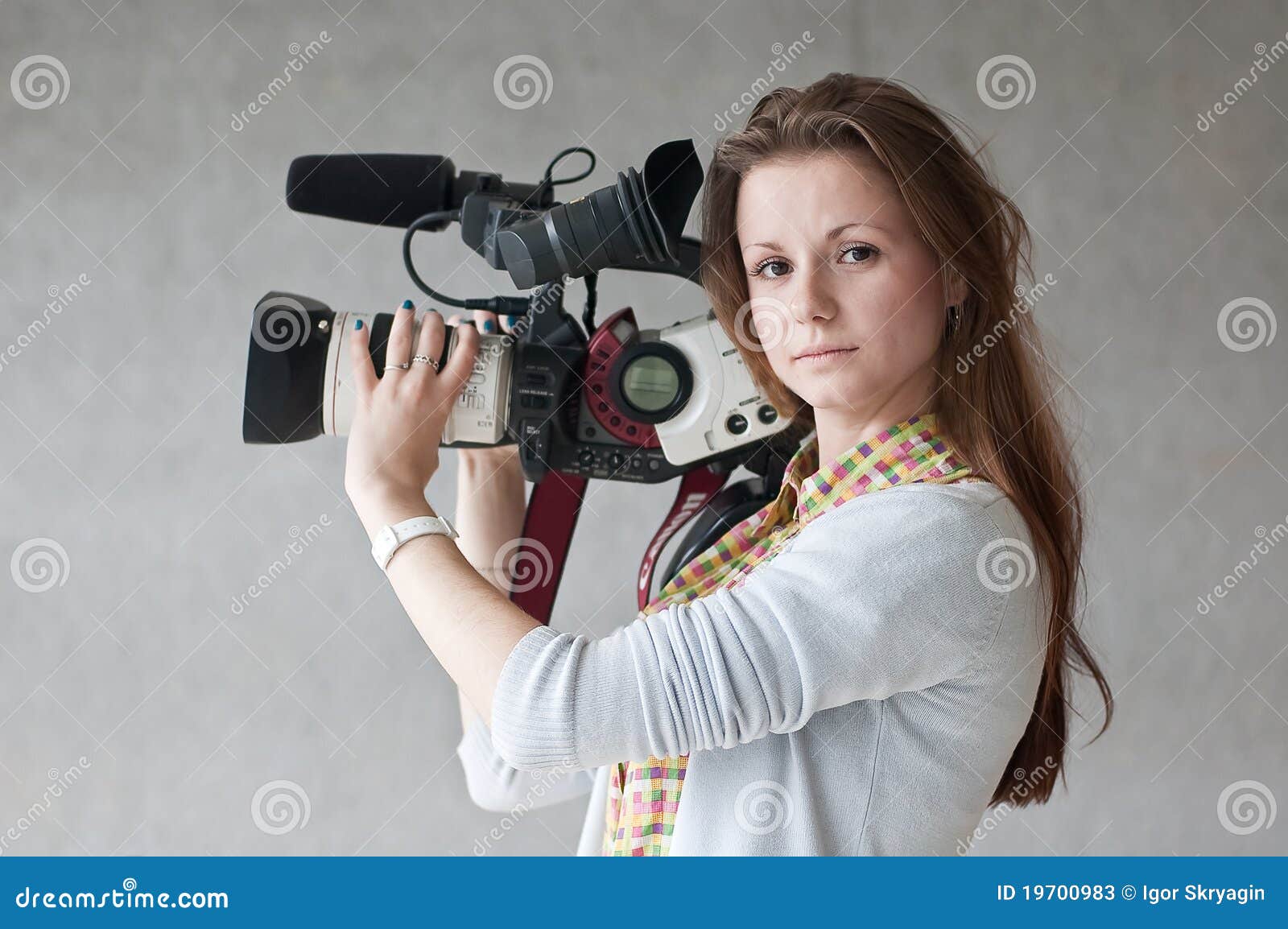 Girl journalist stock image. Image of equipment, interview - 19700983