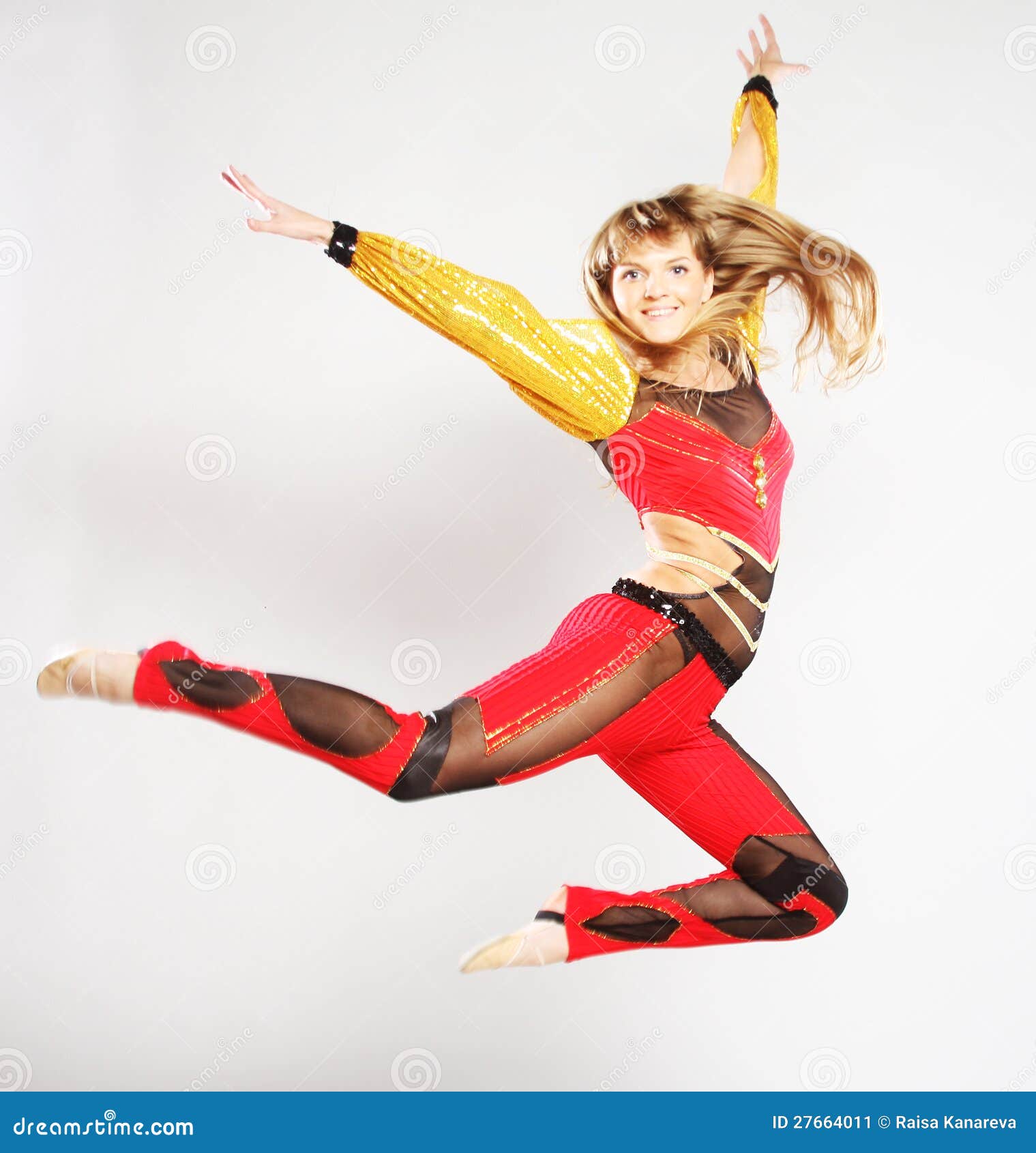 Girl Jump in Gymnastics Dance Stock Image - Image of exercise, skill ...