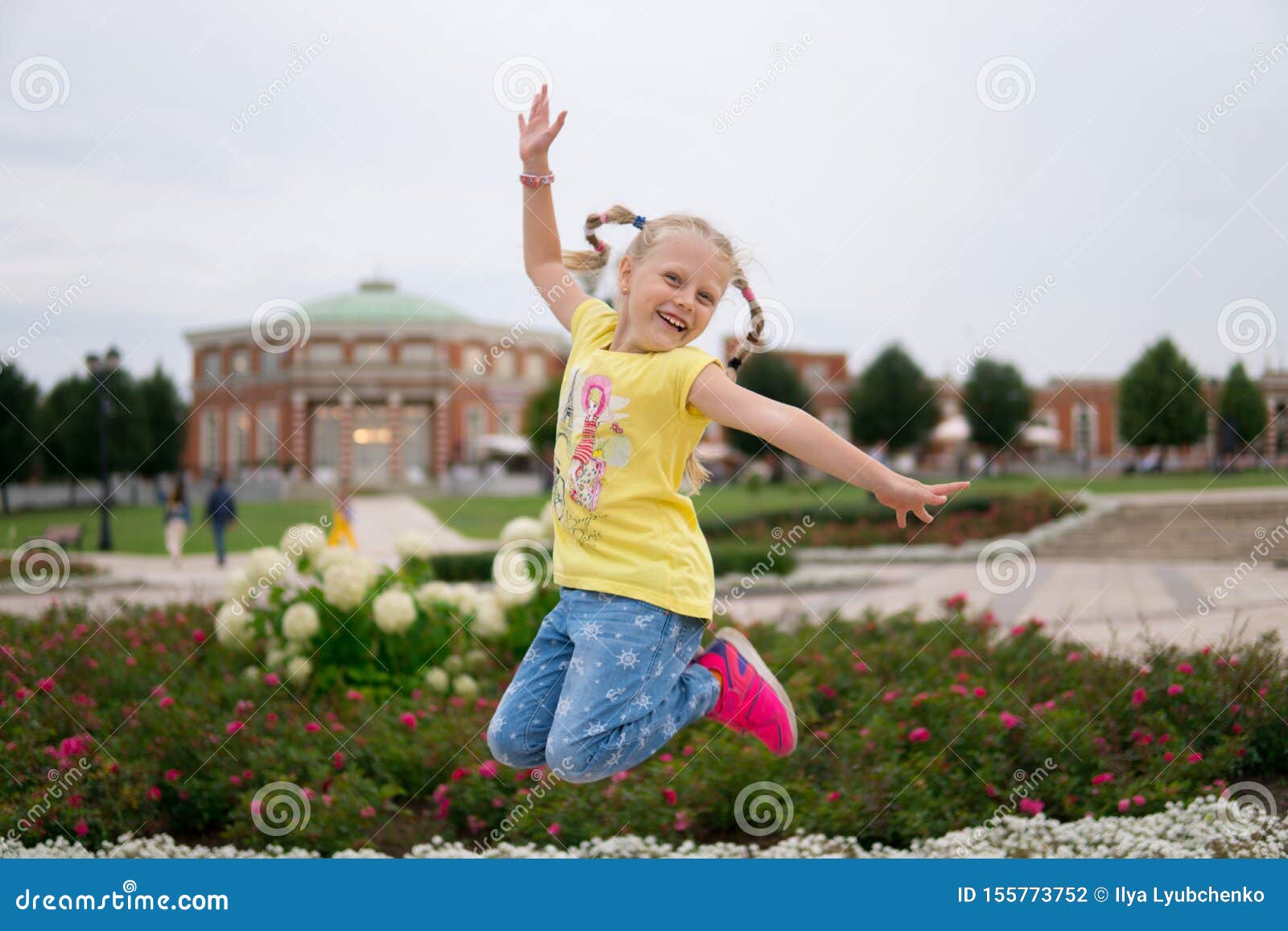 Girl Jumped in the Air Happy, Funky, Joy Stock Photo - Image of ...
