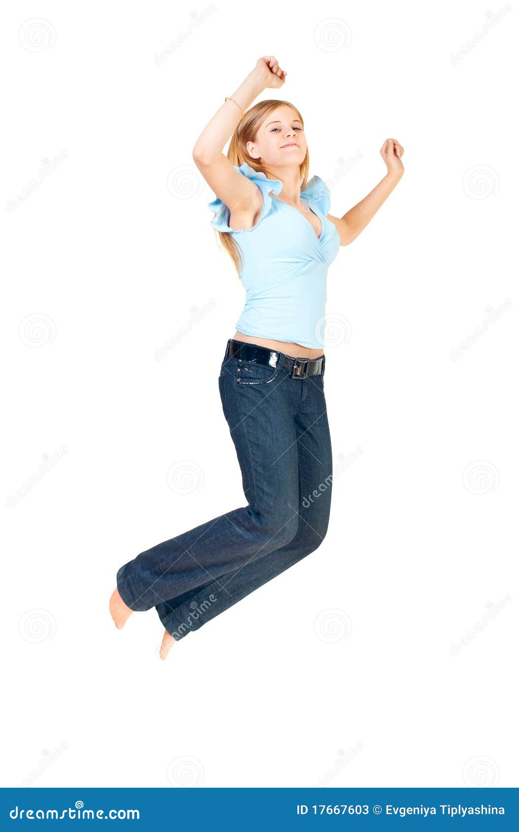 The Girl Jumped Up Stock Image Image Of Gladness Beautiful 17667603