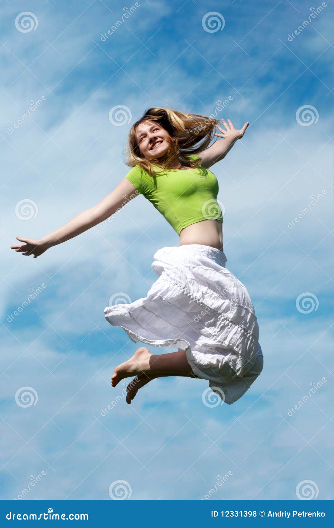 Girl jumping stock photo. Image of beauty, smiling, lucky - 12331398
