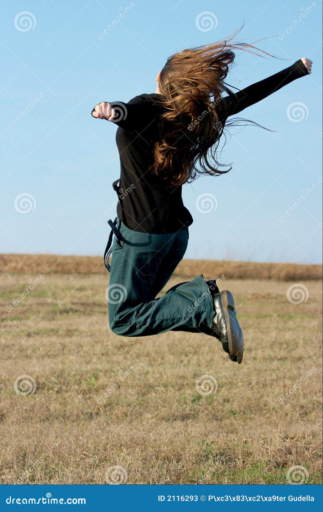 Girl Jumping stock image. Image of freedom, land, field - 2116293