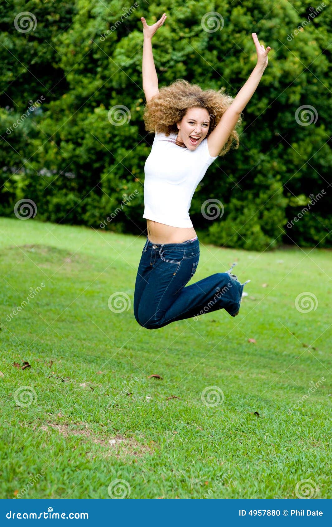 Girl Jumping stock photo. Image of hair, jumping, beauty - 4957880