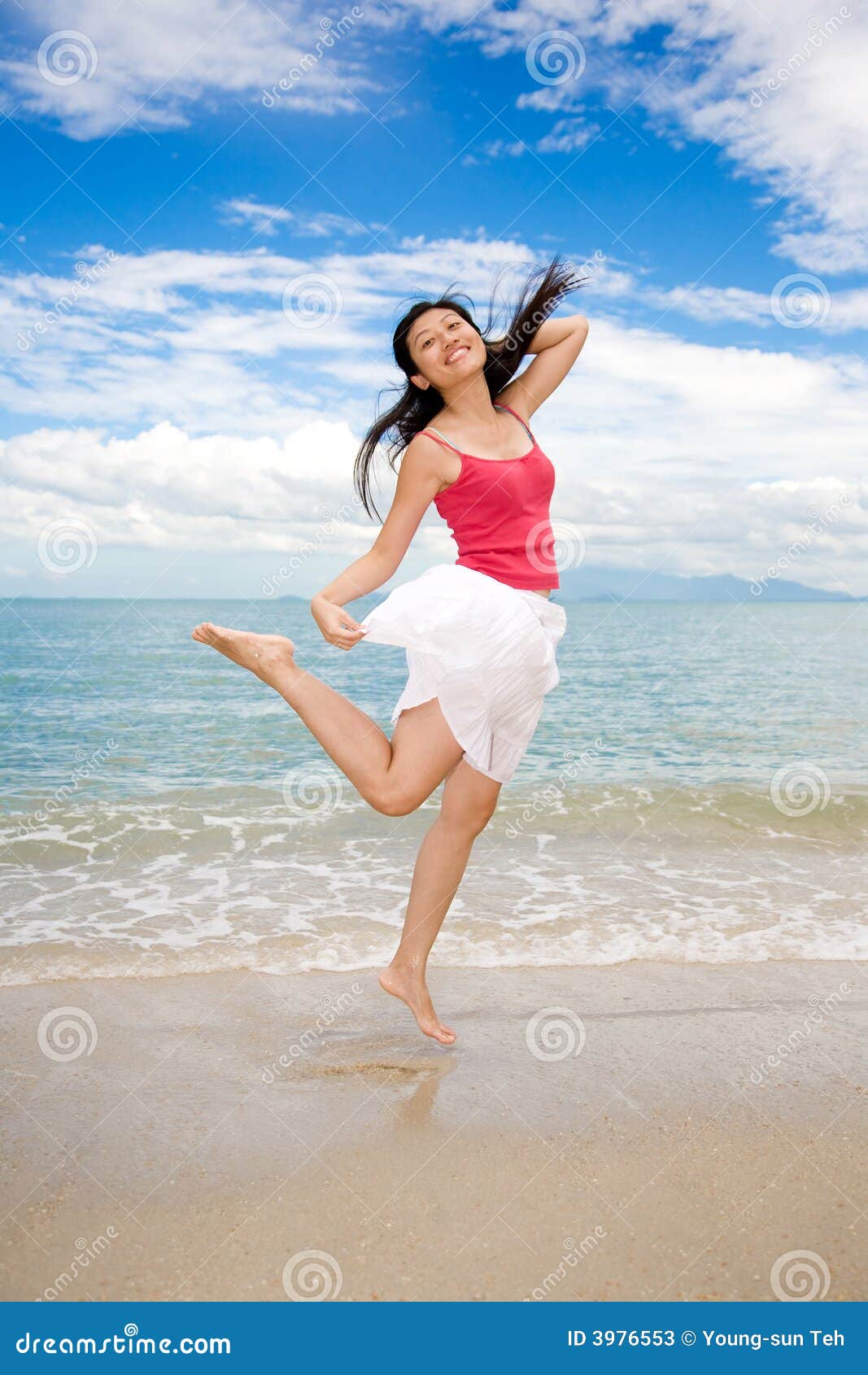 Girl jumping happily stock image. Image of elegance, expression - 3976553