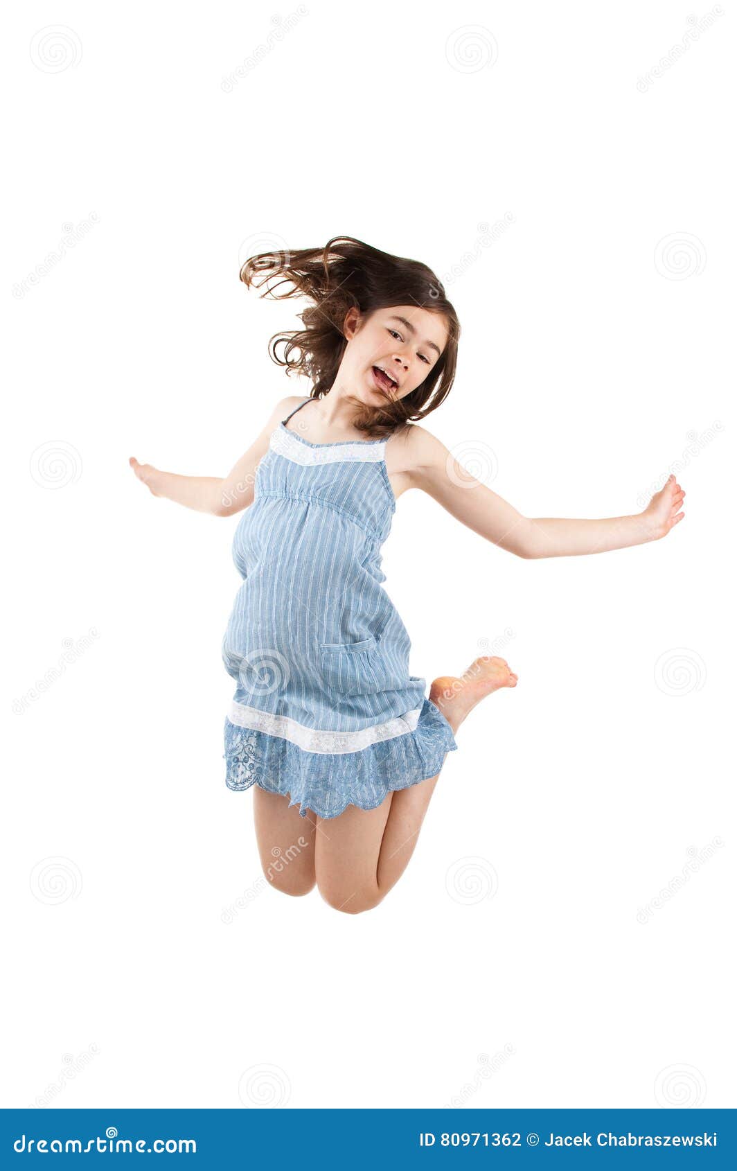 Girl jumping isolated stock photo. Image of energy, background - 80971362