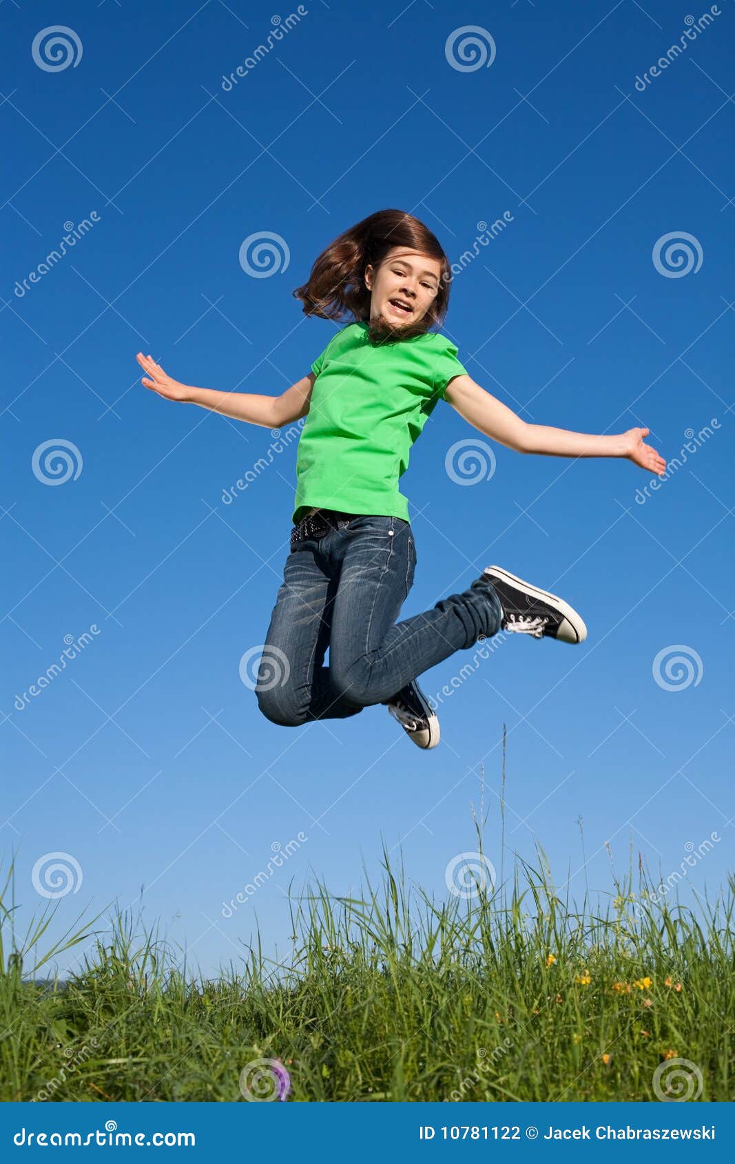 Girl jumping outdoor stock photo. Image of offspring - 10781122