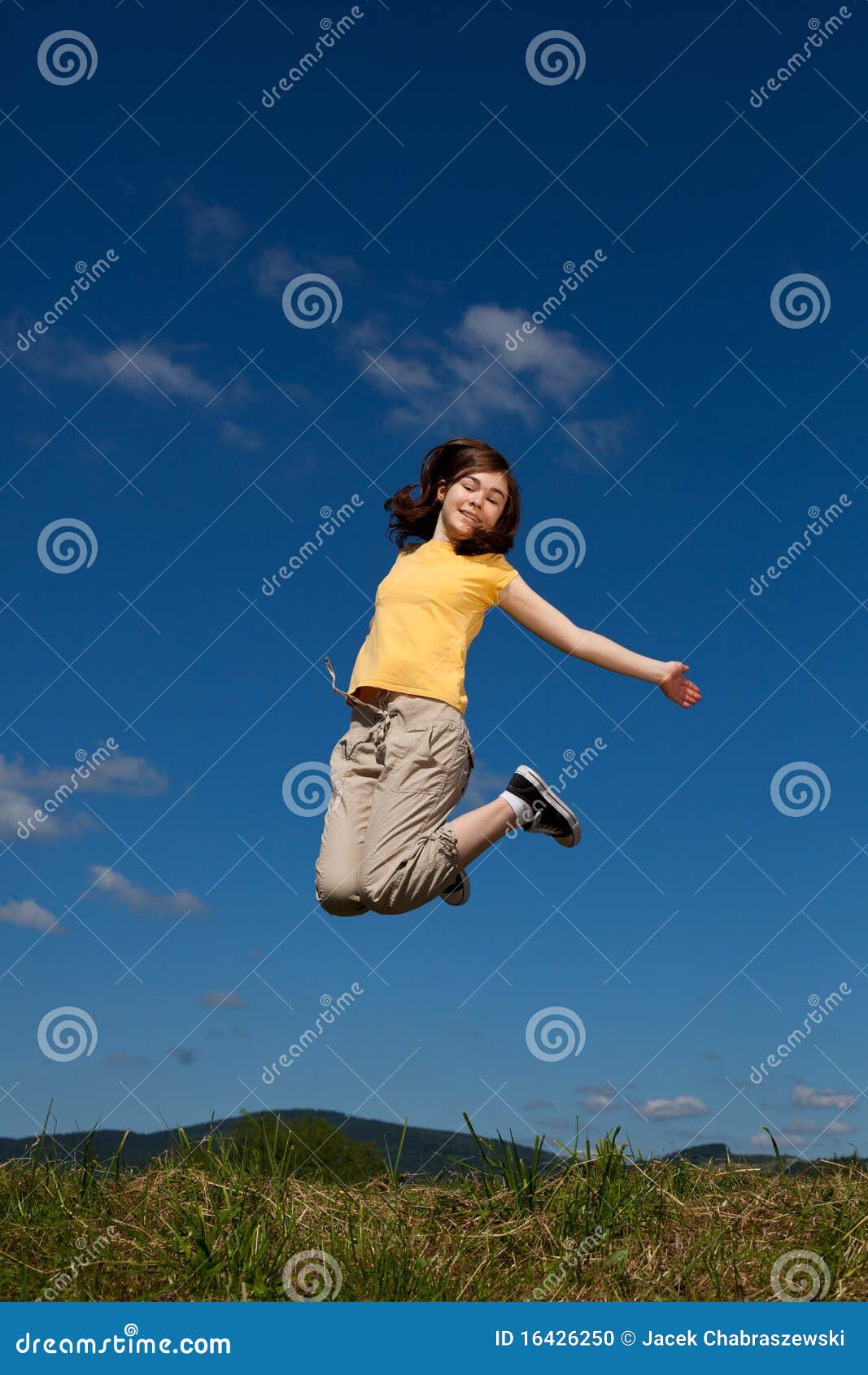 Girl jumping outdoor stock photo. Image of leaping, jogging - 16426250