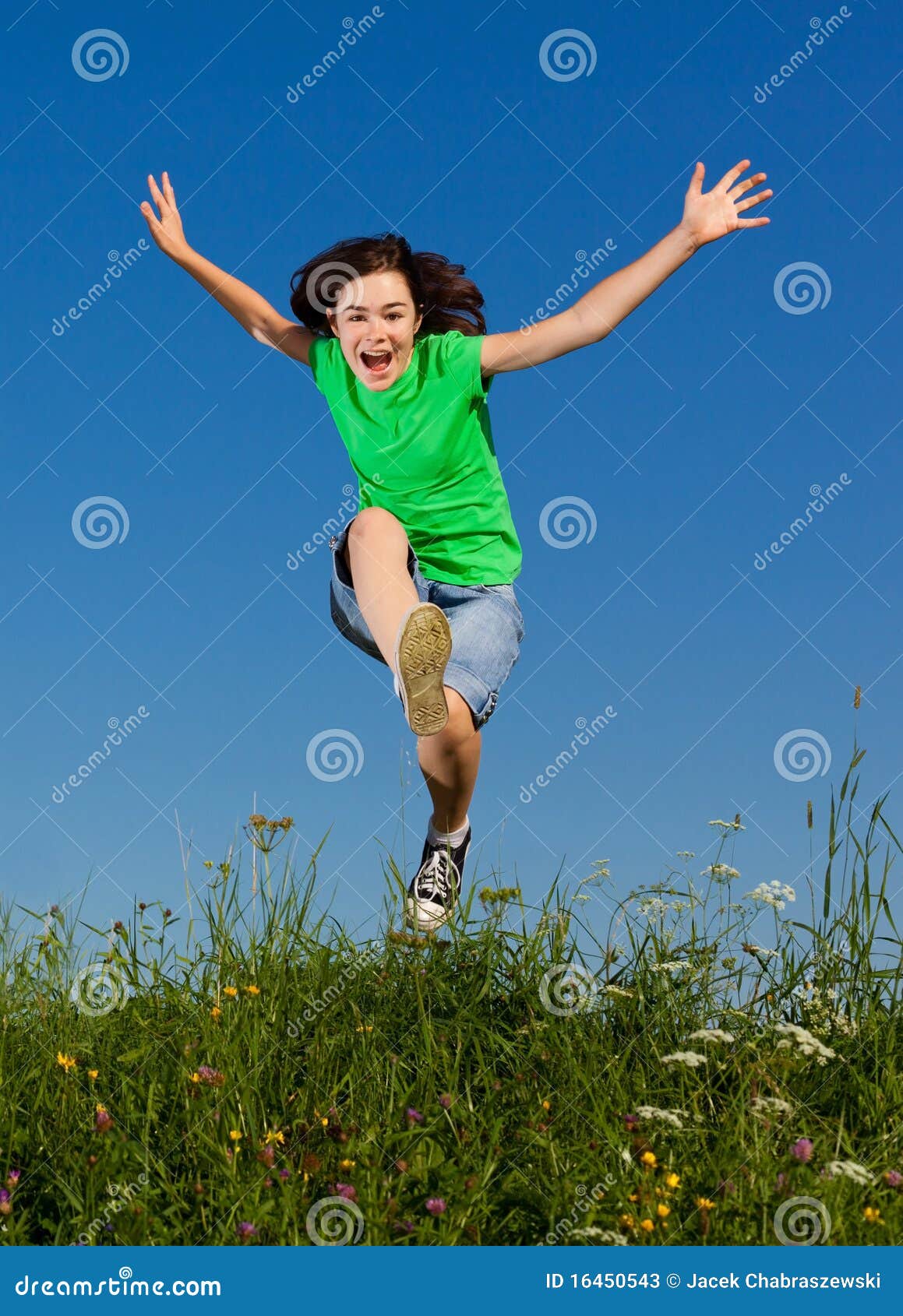 Girl jumping outdoor stock image. Image of action, joyful - 16450543
