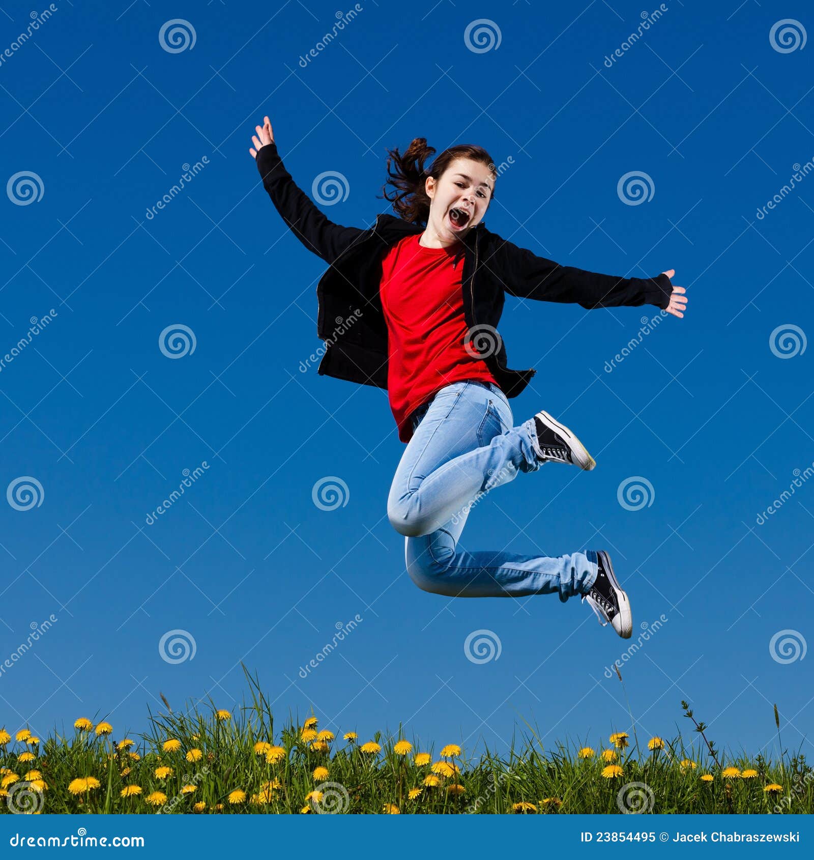 Girl jumping outdoor stock image. Image of leaping, girl - 23854495