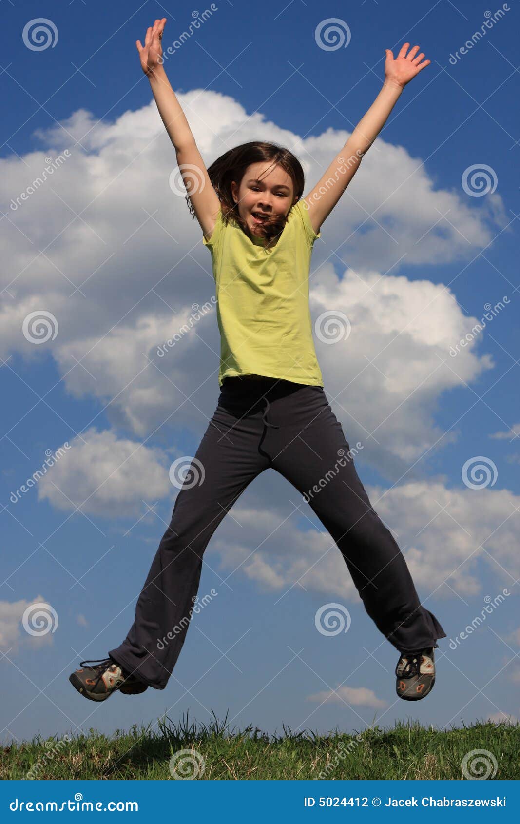 Girl jumping outdoor stock photo. Image of action, outdoors - 5024412