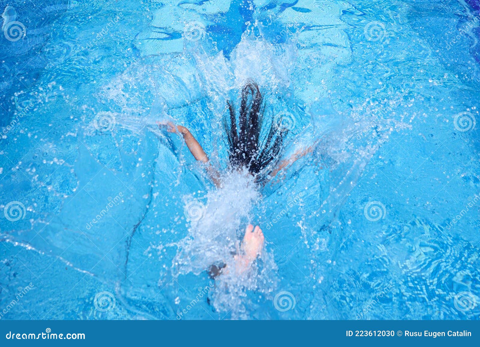 Girl Jumping in the Poole Splash Moment Stock Photo - Image of jumping ...