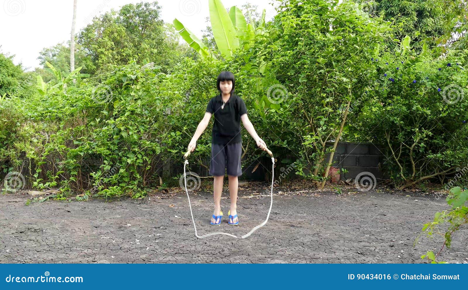 Girl jumping with rope. stock footage. Video of carefree - 90434016