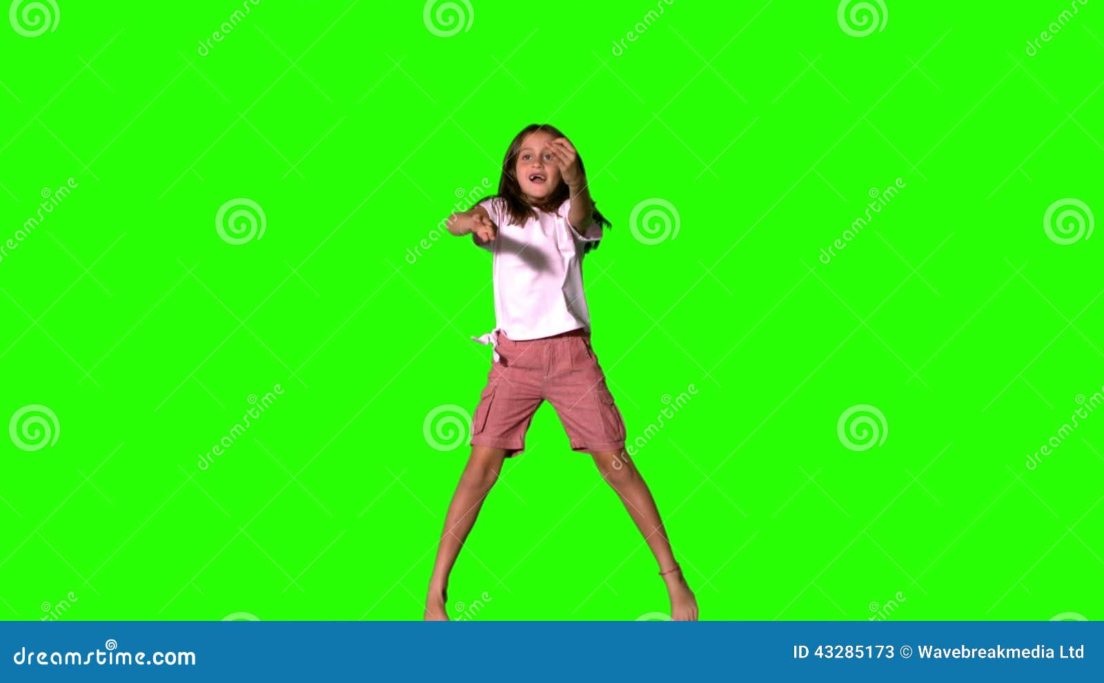 Girl Jumping Up and Down on Green Screen Stock Video - Video of ...