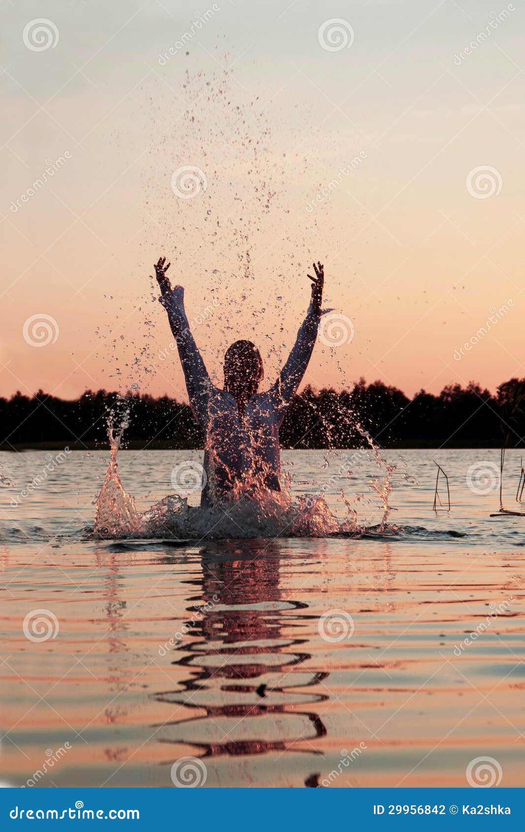 Jumping into water stock photo. Image of adults, brown - 29956842