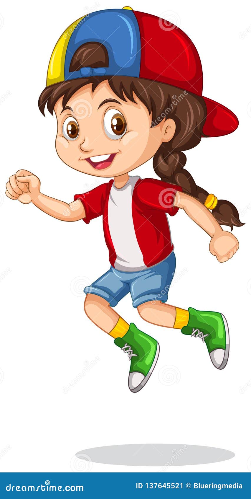 A Girl Jumping On White Background Stock Vector - Illustration of clip ...