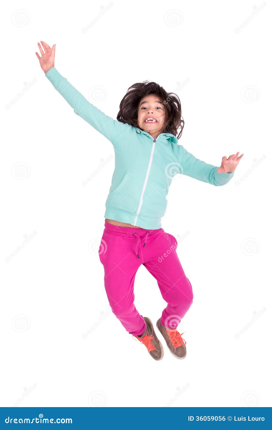 Girl jumping stock photo. Image of pretty, child, education - 36059056
