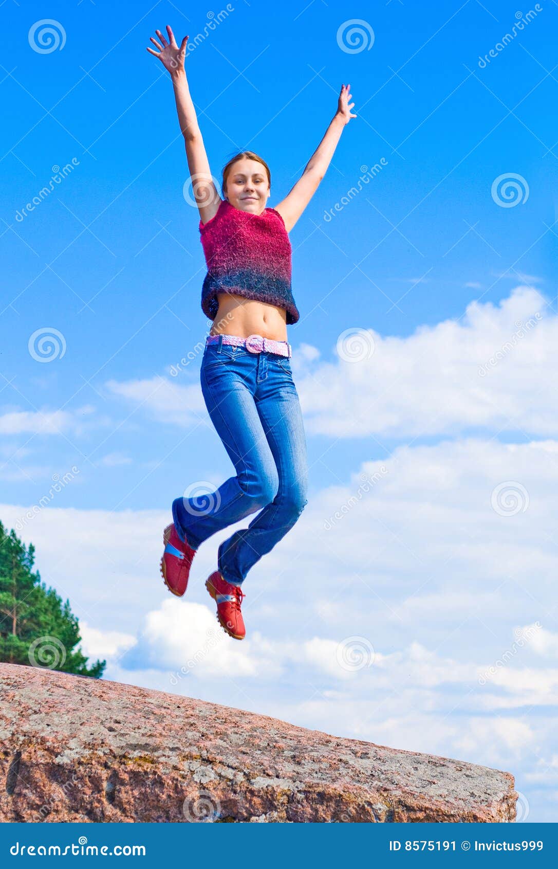 Girl jumps stock image. Image of bird, beach, blue, freedom - 8575191