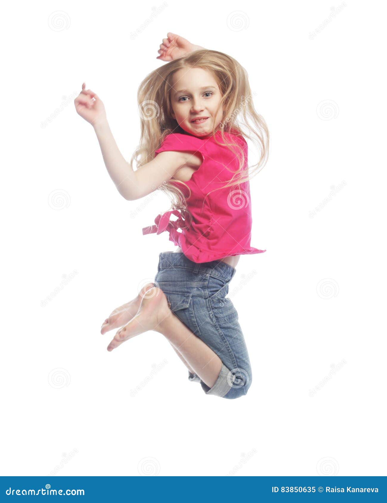 Girl Jumps on a White Background Stock Image - Image of leap, female ...