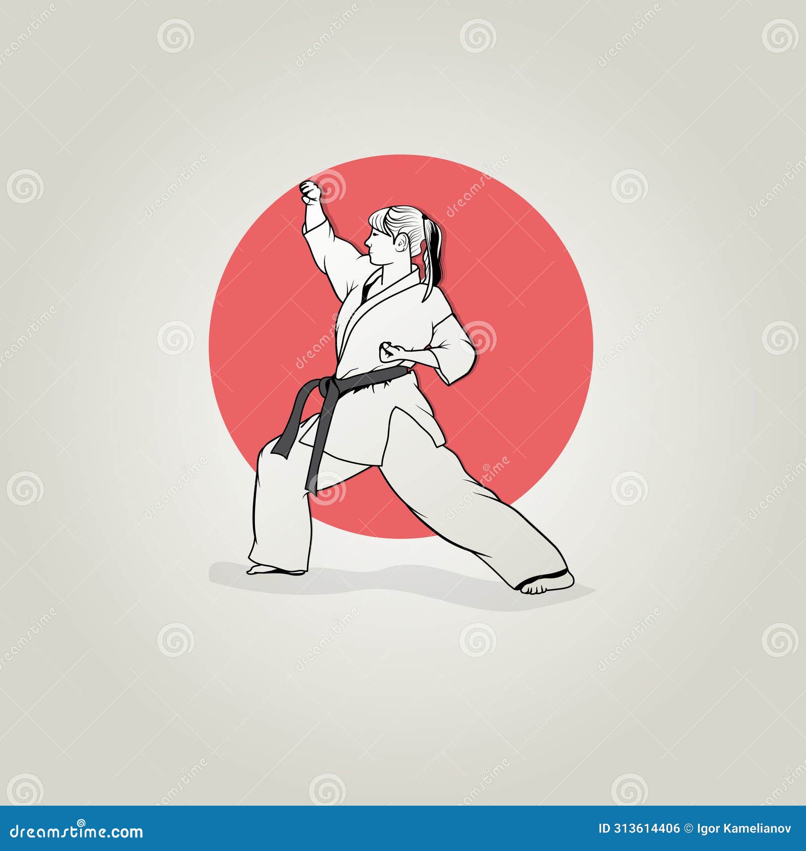 Girl in Karate, Drawing. Vector Illustration Stock Illustration ...