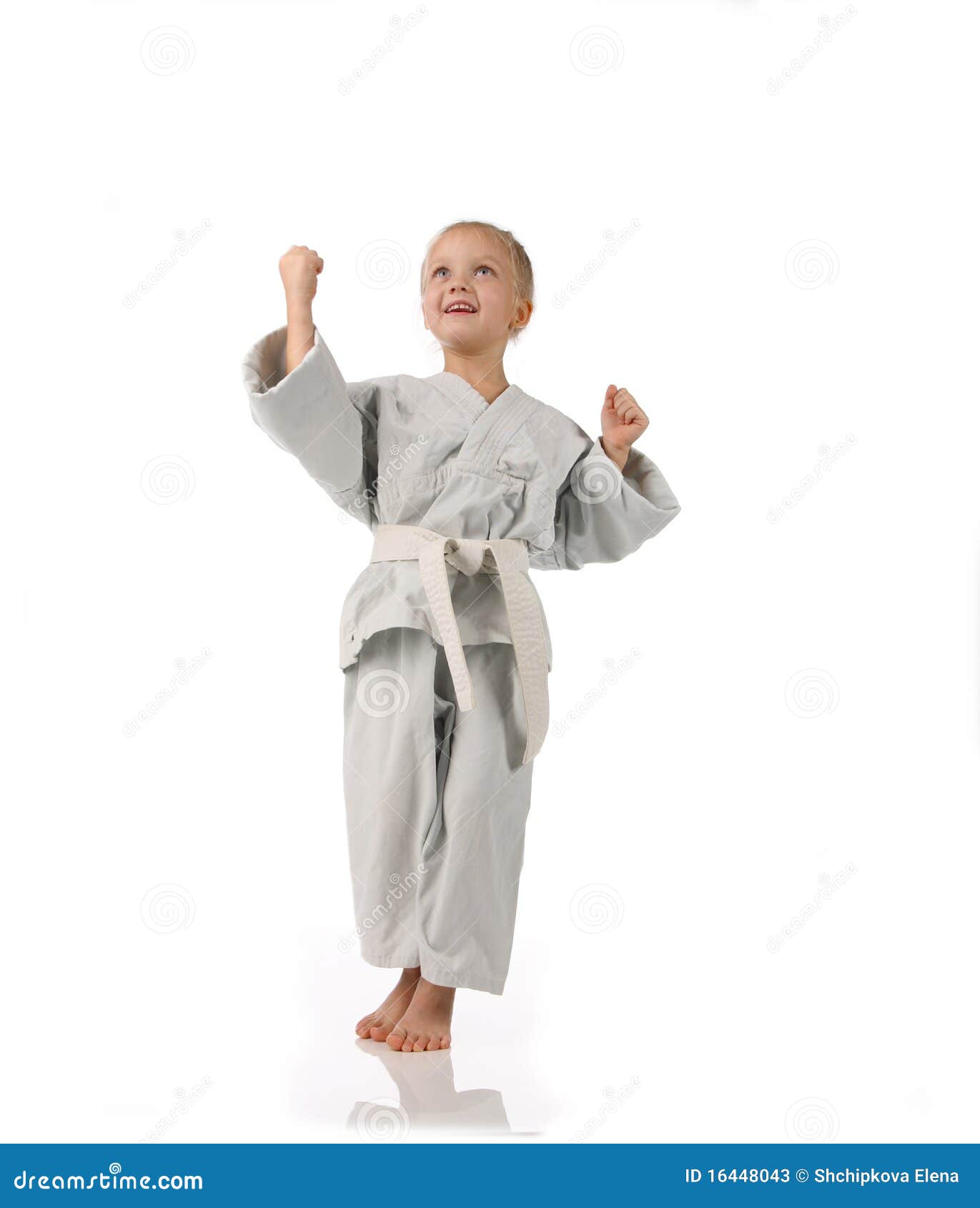 Girl - karateka stock image. Image of action, little - 16448043