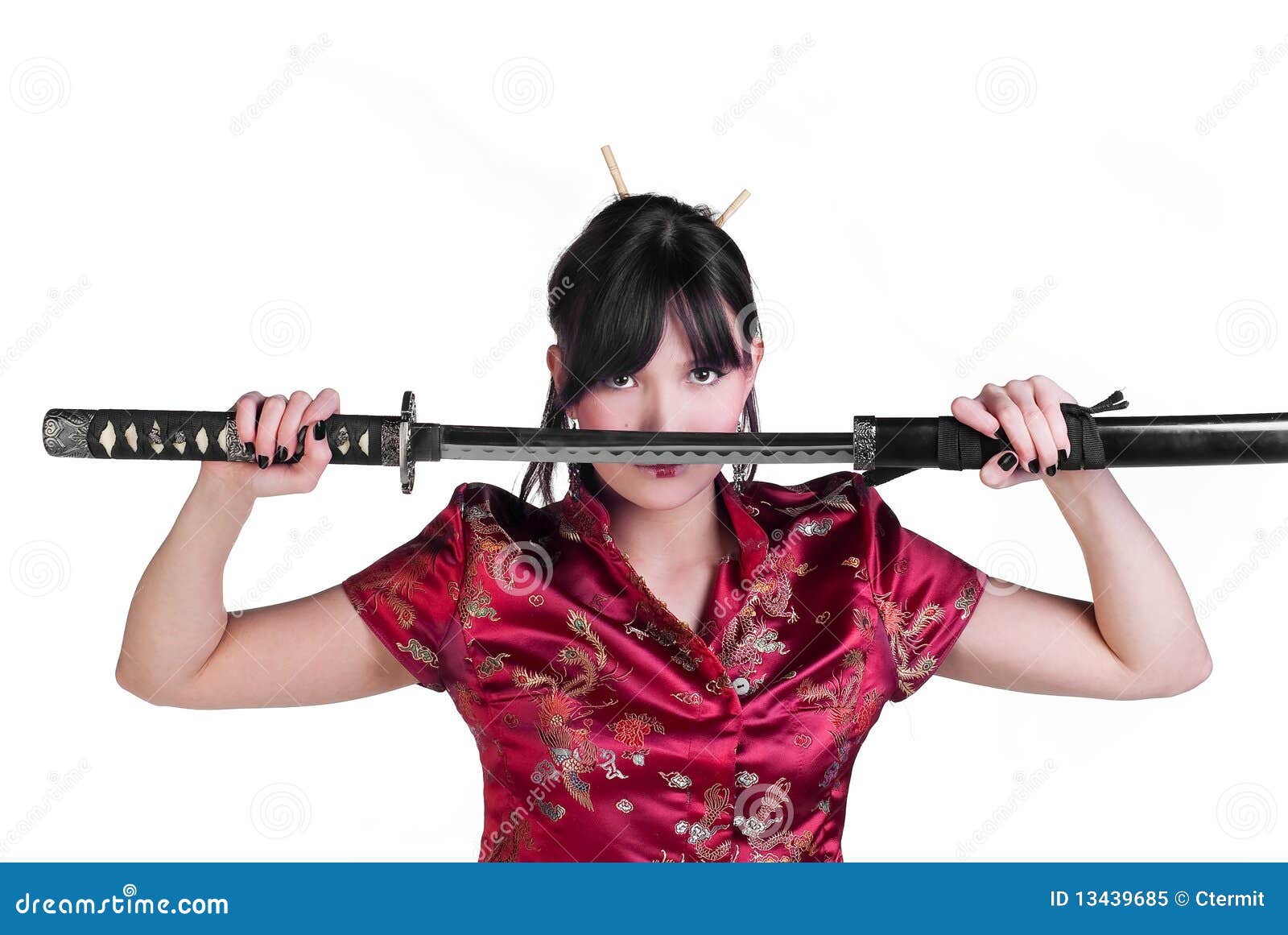 Girl with katana stock image. Image of person, fashionable - 13439685