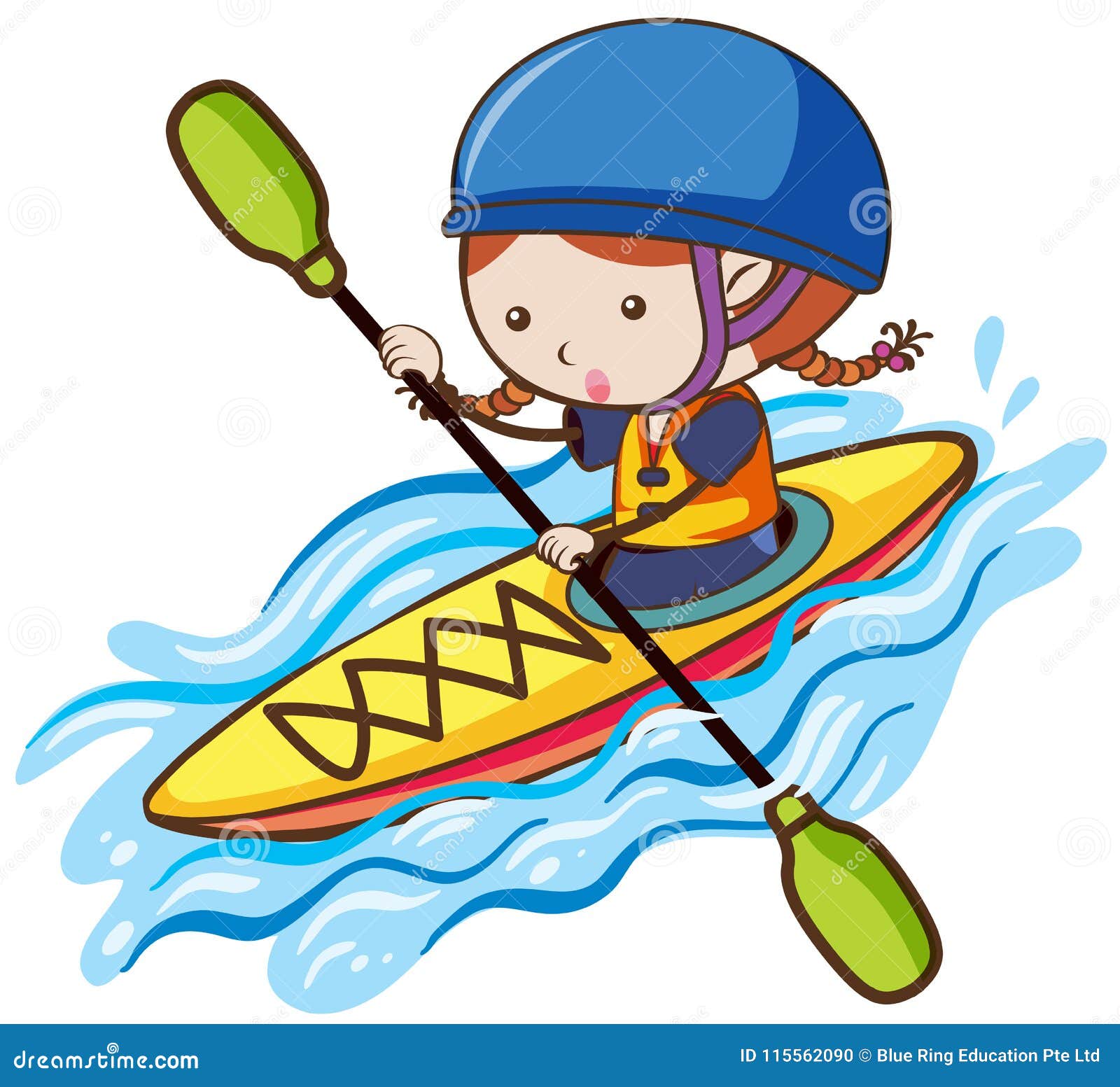 A Girl Kayaking in River stock illustration. Illustration of graphic ...