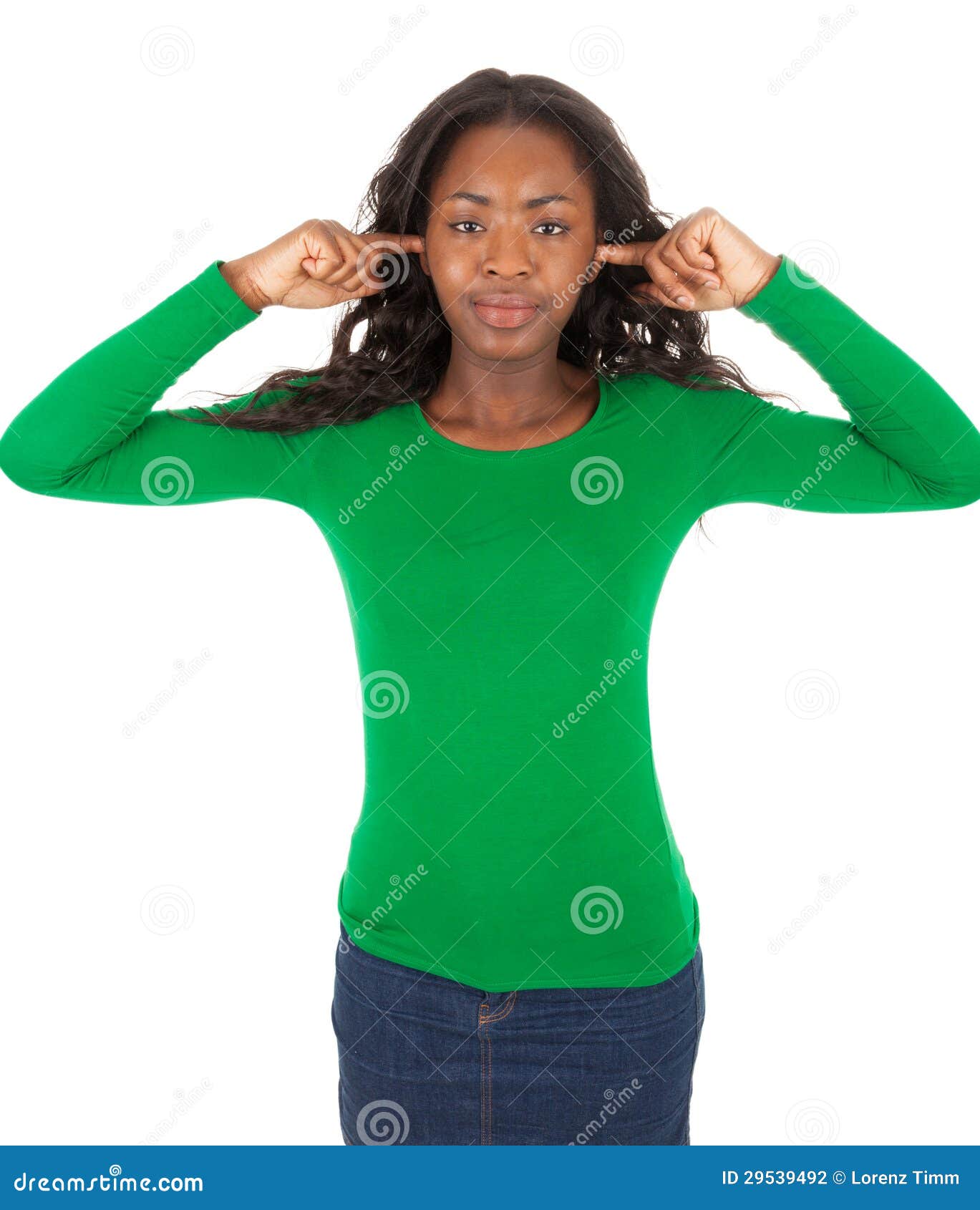 The Girl is Keeping Her Ears Shut Stock Photo - Image of noise, female ...