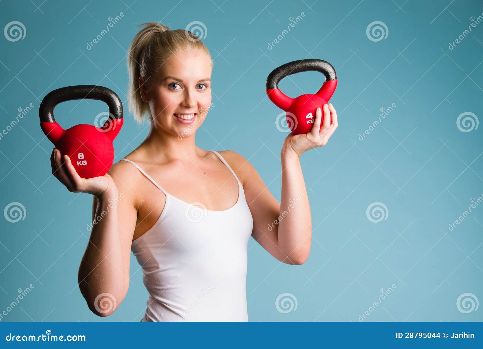 Girl and kettlebell stock photo. Image of kettlebell - 28795044
