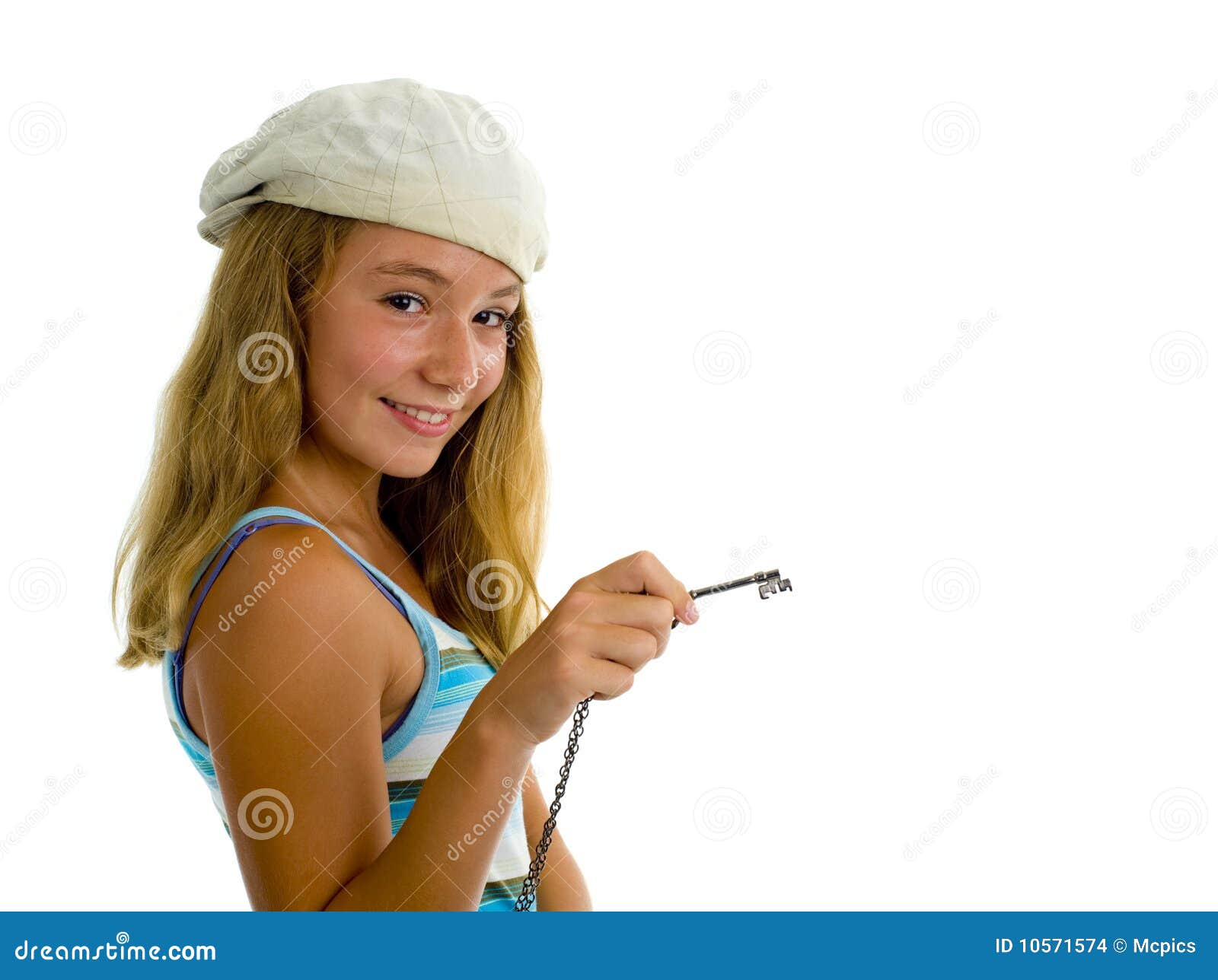 Girl with key stock photo. Image of teenager, isolated - 10571574