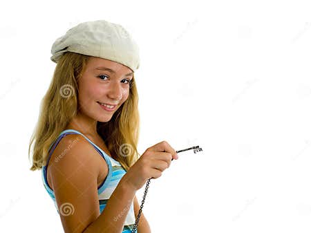 Girl with key stock photo. Image of teenager, isolated - 10571574