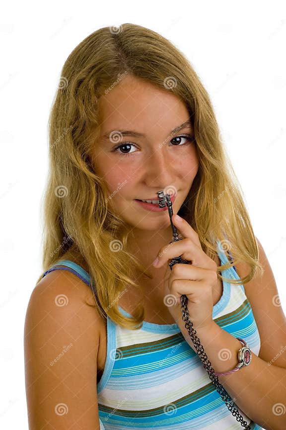 Girl with key in hand stock image. Image of beauty, hand - 10801617