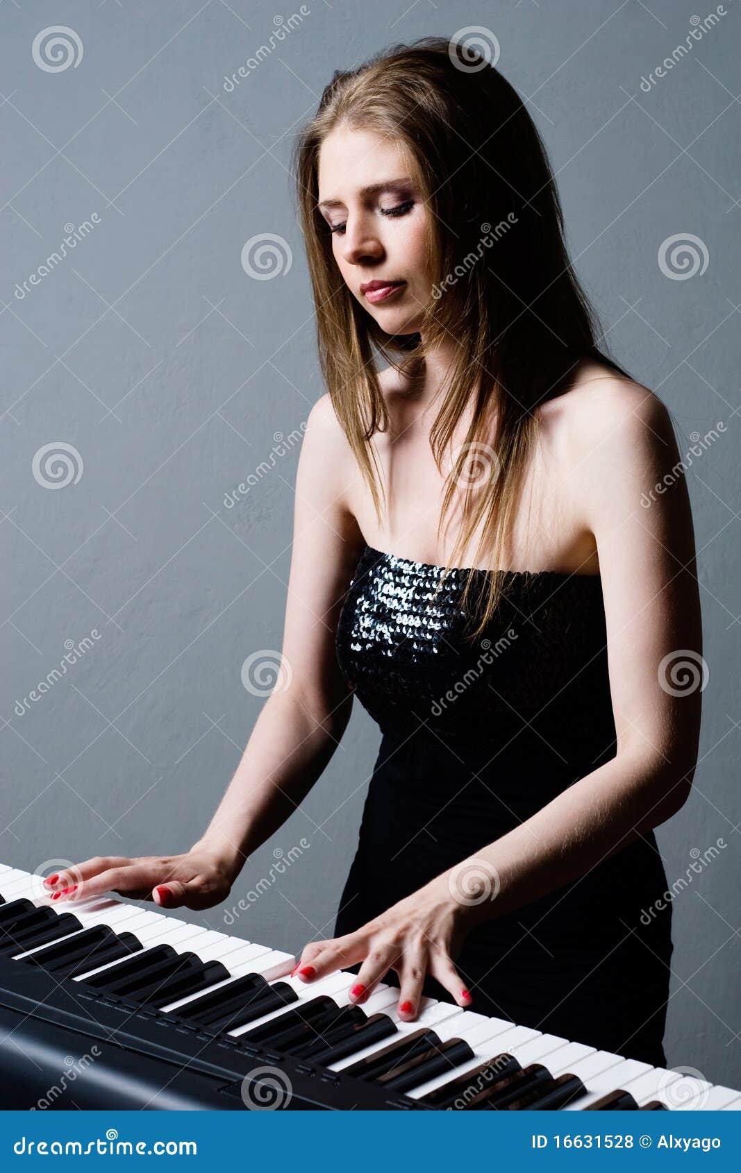 Girl with keyboard stock photo. Image of equipment, instrument - 16631528