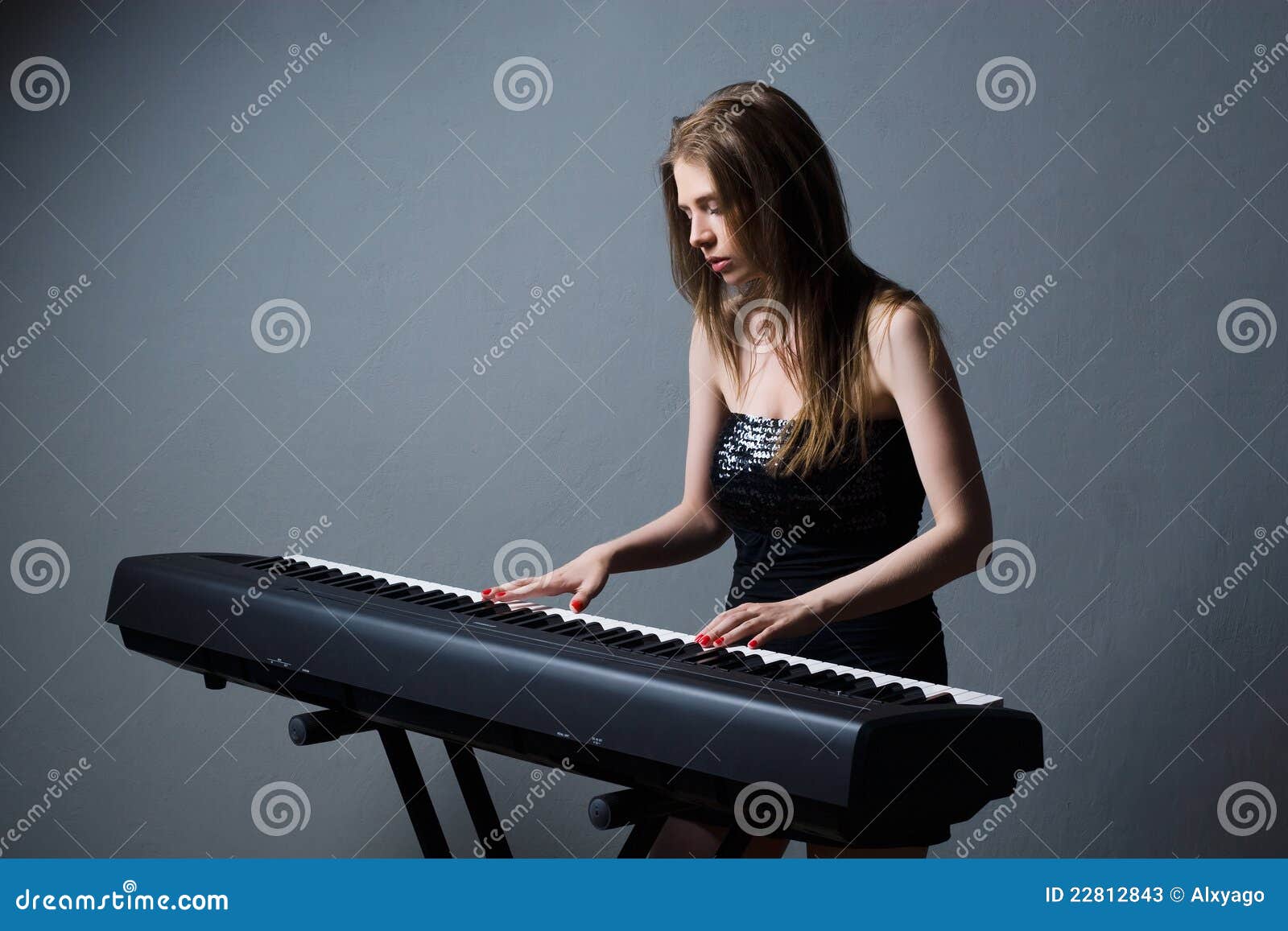 Girl with keyboard stock image. Image of jazz, human - 22812843