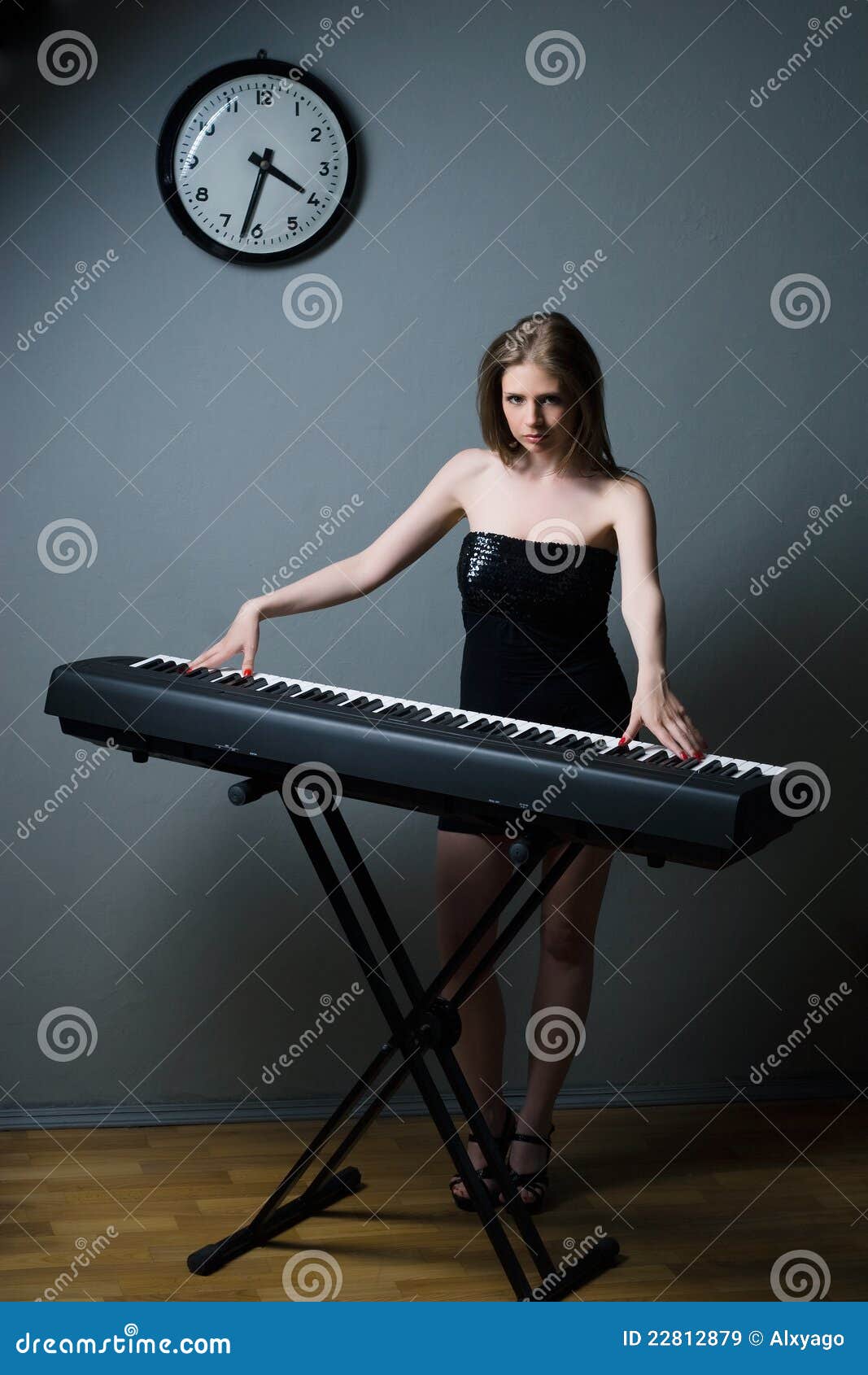 Girl with keyboard stock image. Image of concert, indoors - 22812879