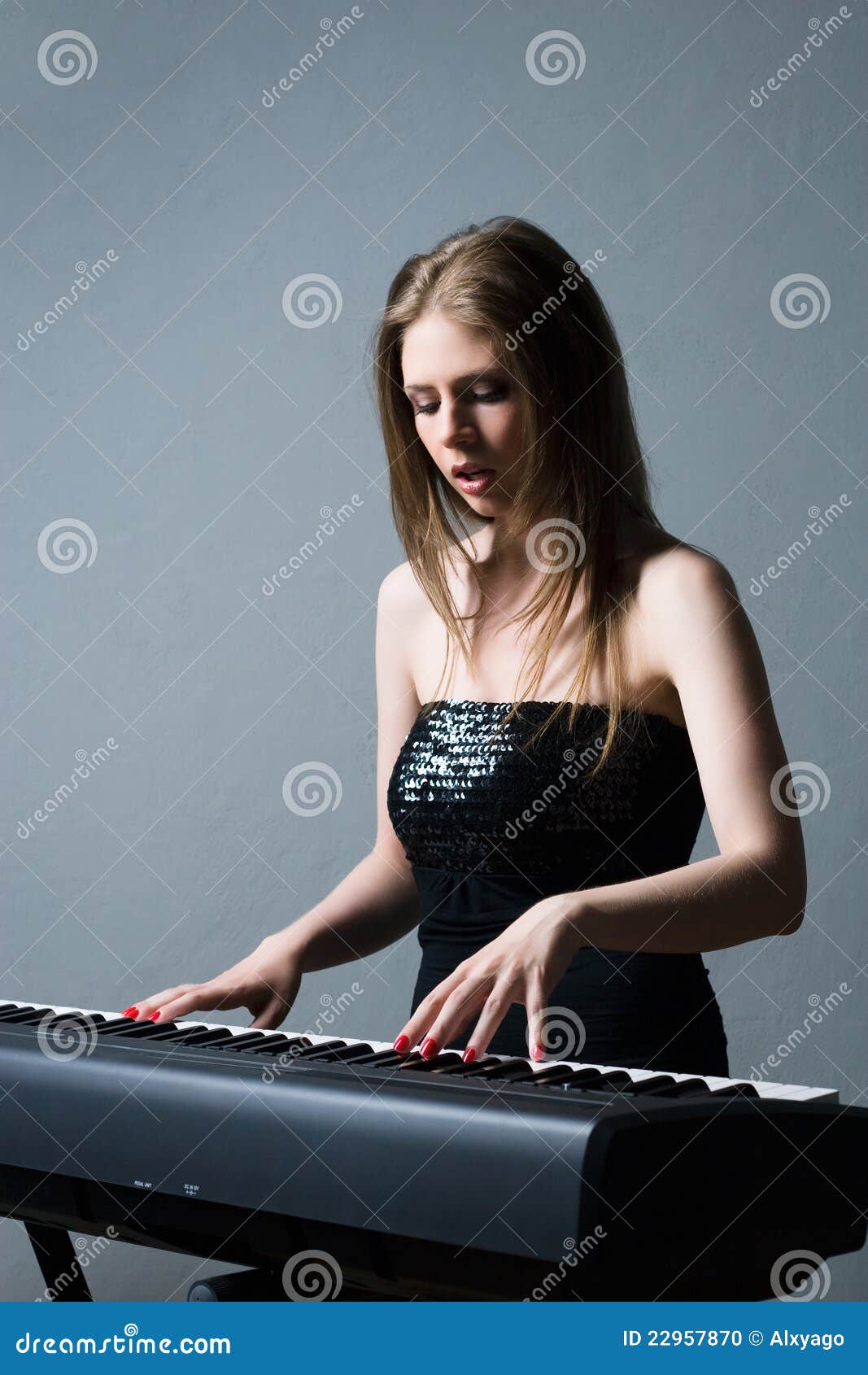 Girl with keyboard stock photo. Image of beautiful, concert - 22957870