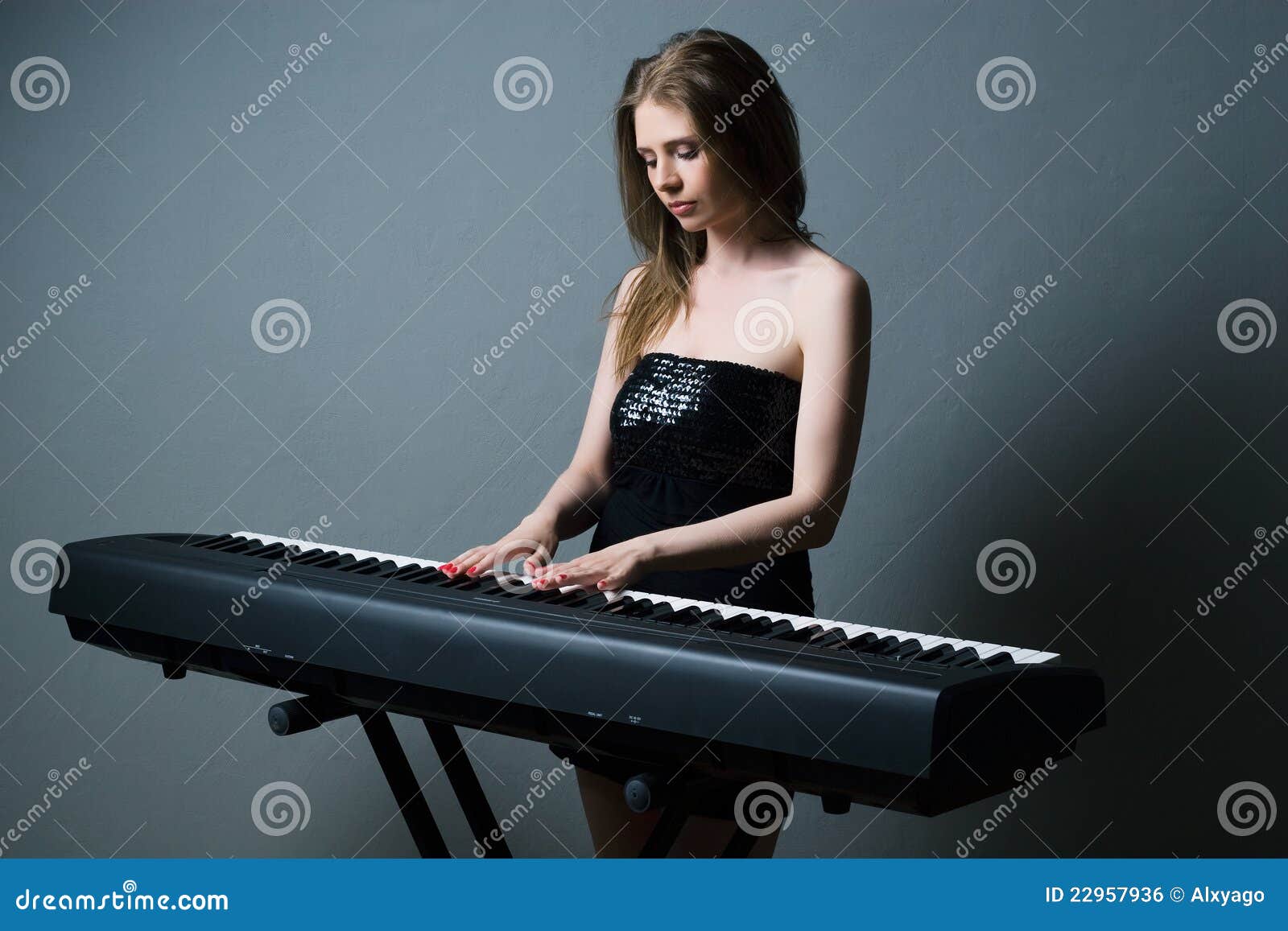 Girl with keyboard stock photo. Image of black, keyboard - 22957936