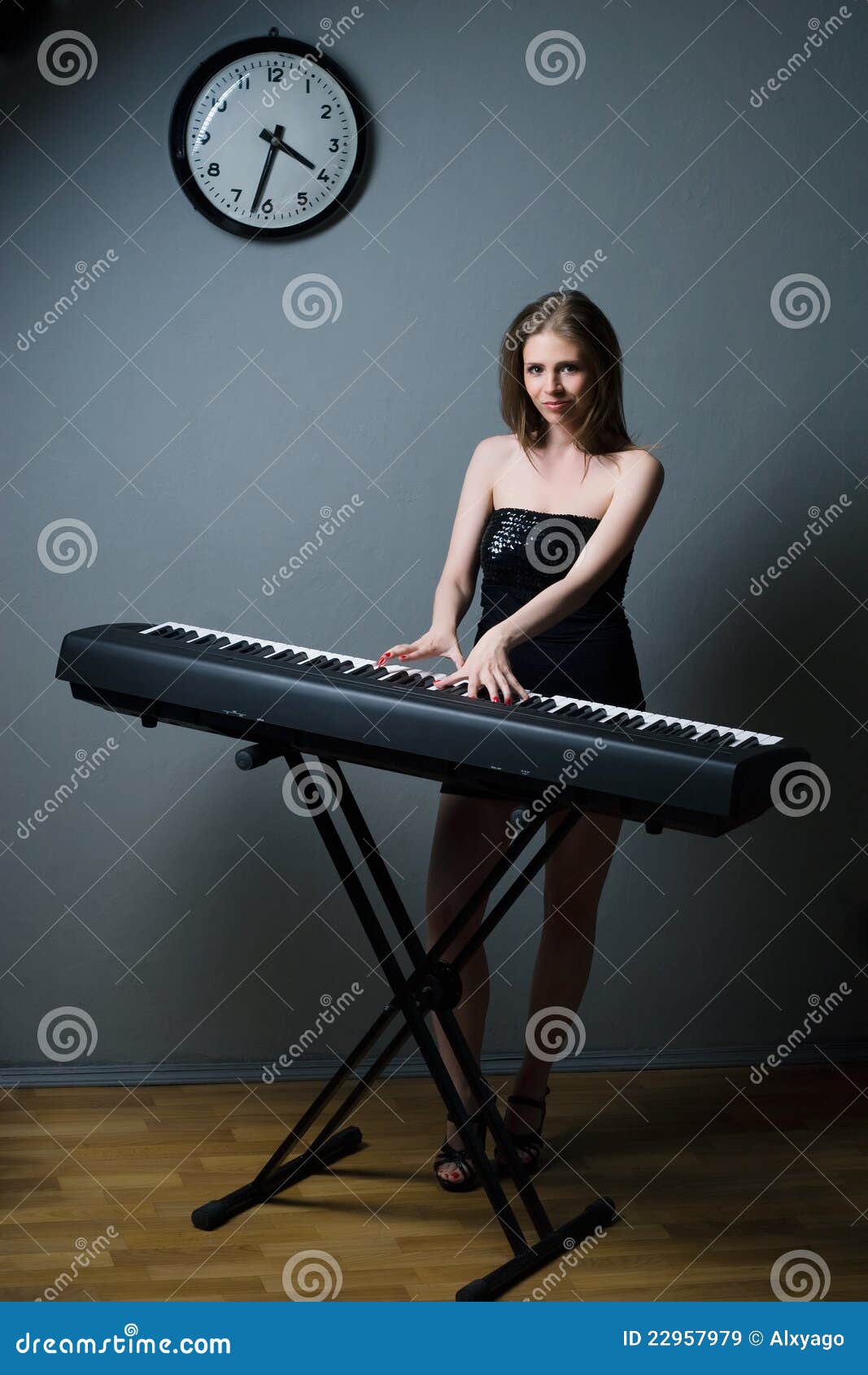Girl with keyboard stock image. Image of equipment, dancing - 22957979