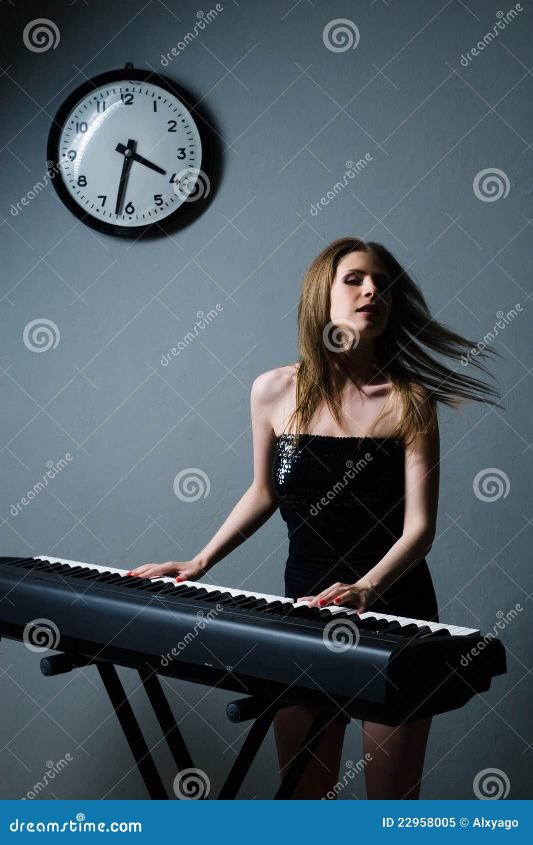 Girl with keyboard stock image. Image of instrument, expressing - 22958005