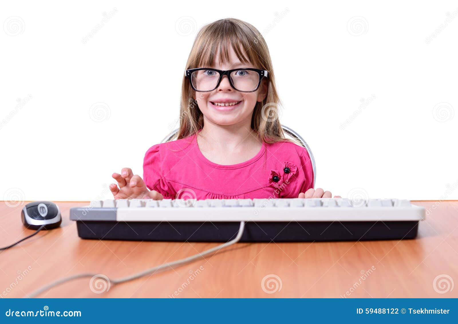 Girl with keyboard. stock photo. Image of child, childhood - 59488122