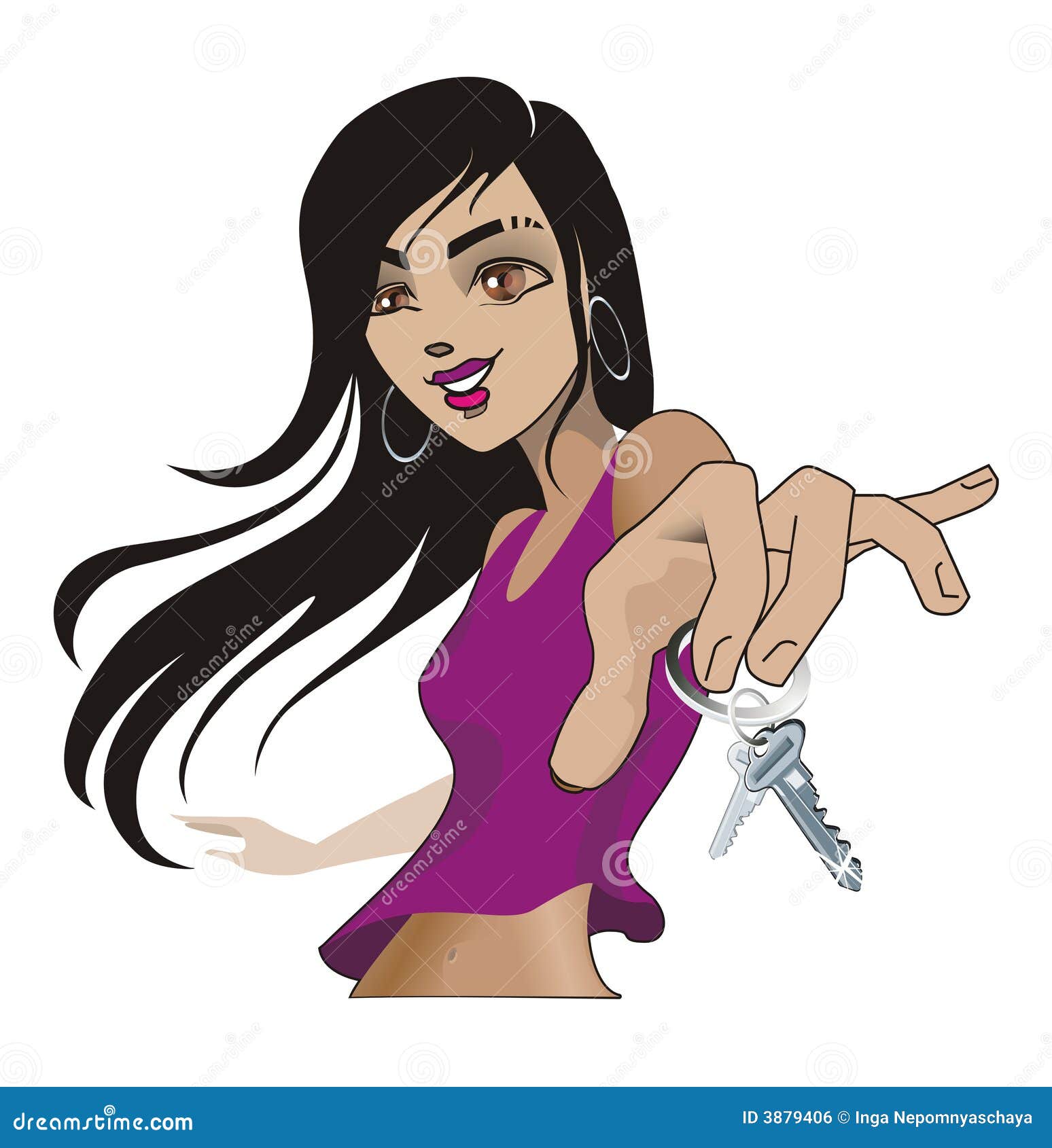Girl with keys. stock vector. Illustration of isolated - 3879406