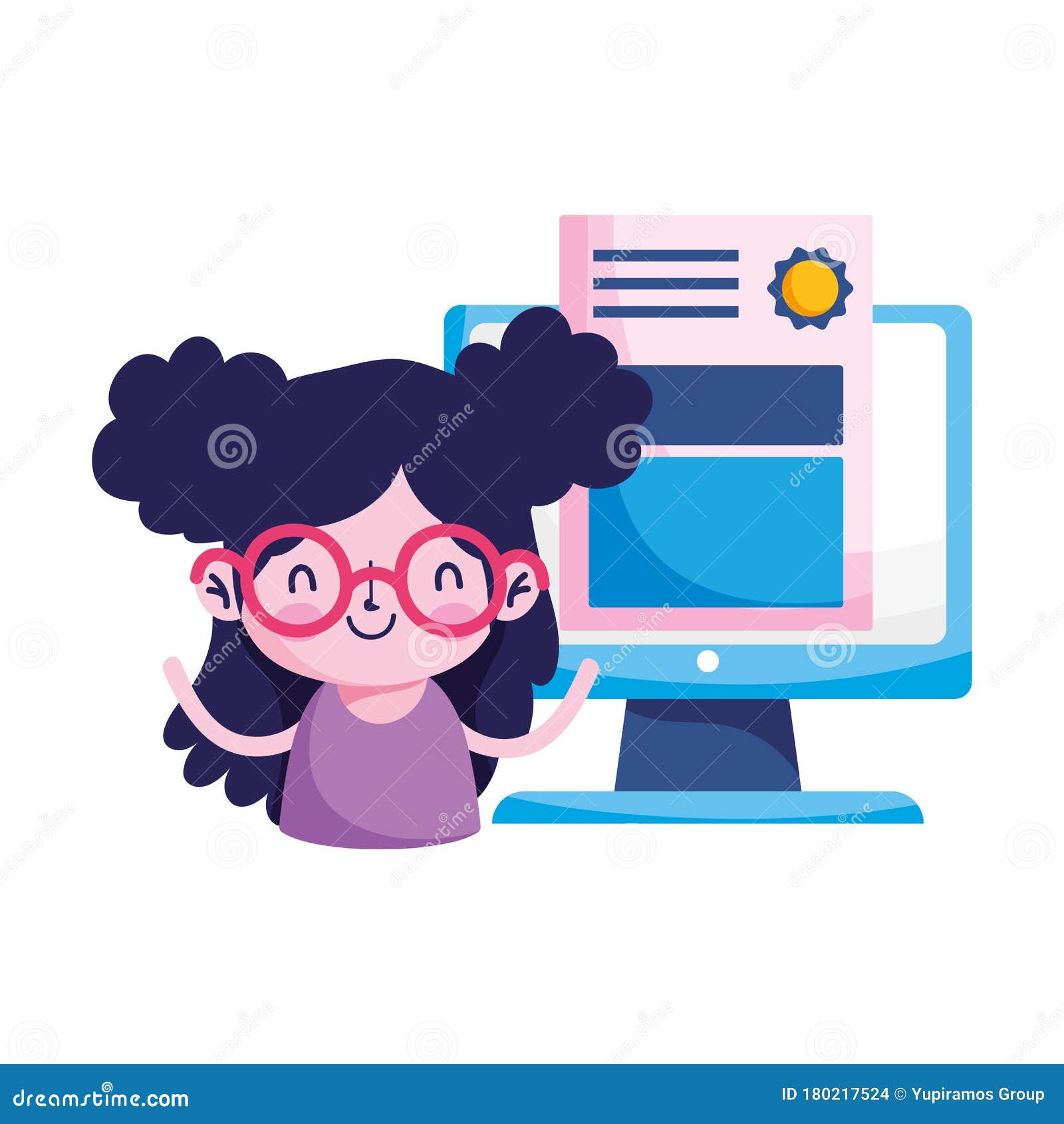 Girl Kid Diplom and Computer Vector Design Stock Vector - Illustration ...