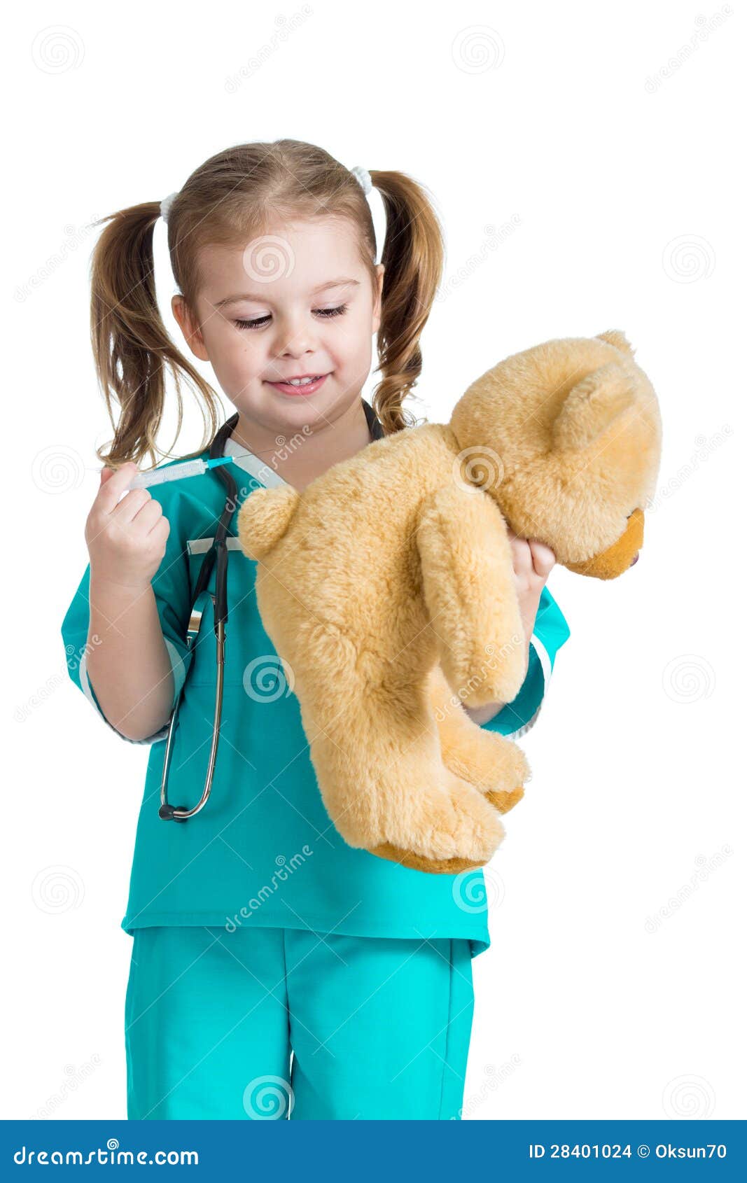 Girl Kid Playing a Doctor Isolated on White Stock Photo - Image of girl ...
