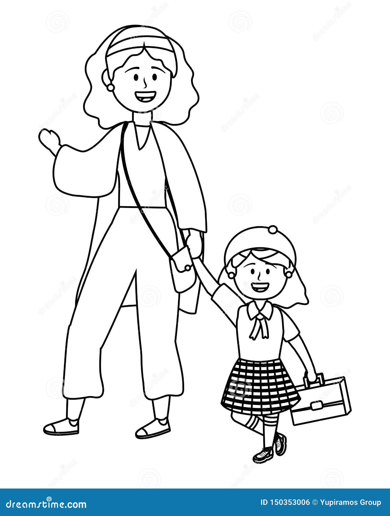 Girl Kid of School and Mother Design Vector Illustrator Stock Vector ...