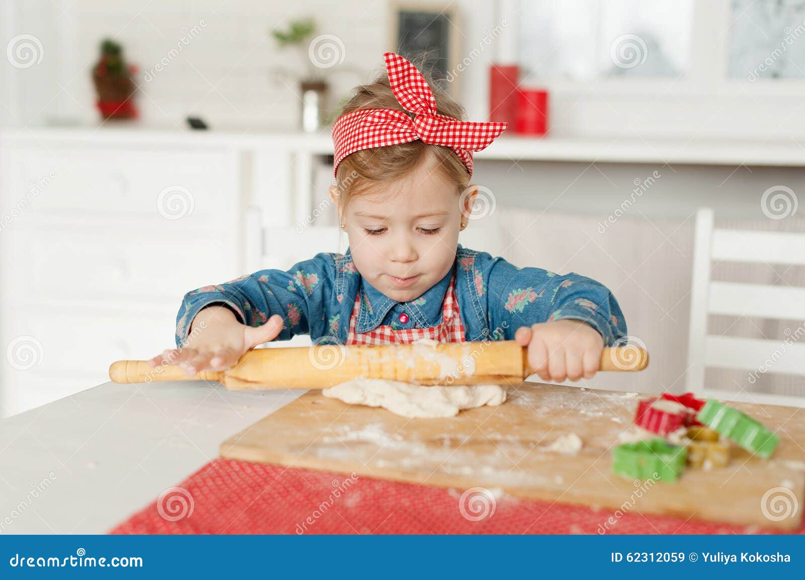 Girl in the Kitchen Making Cookies Stock Image - Image of food, dough ...