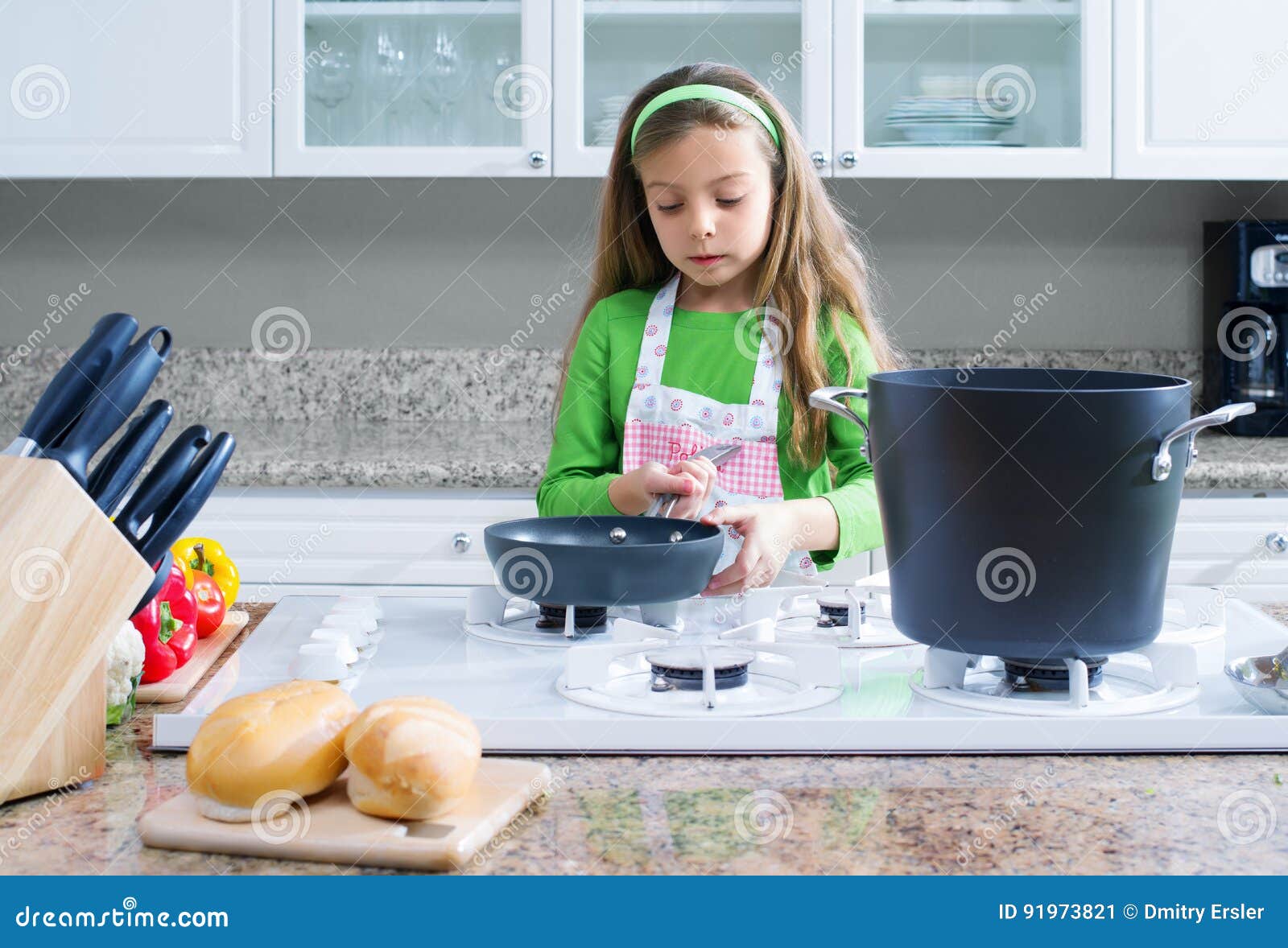 Girl on kitchen stock image. Image of happy, cooking - 91973821
