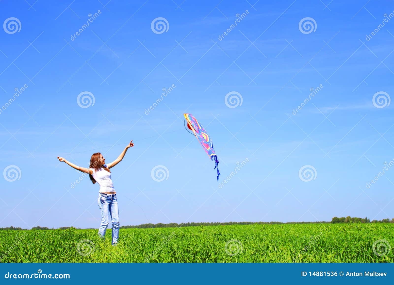 Girl with a kite stock photo. Image of happiness, freedom - 14881536