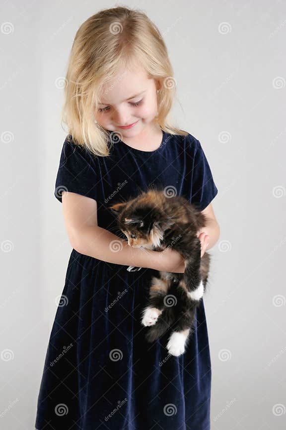 Girl and kitten stock photo. Image of cute, kitten, girls - 3434108