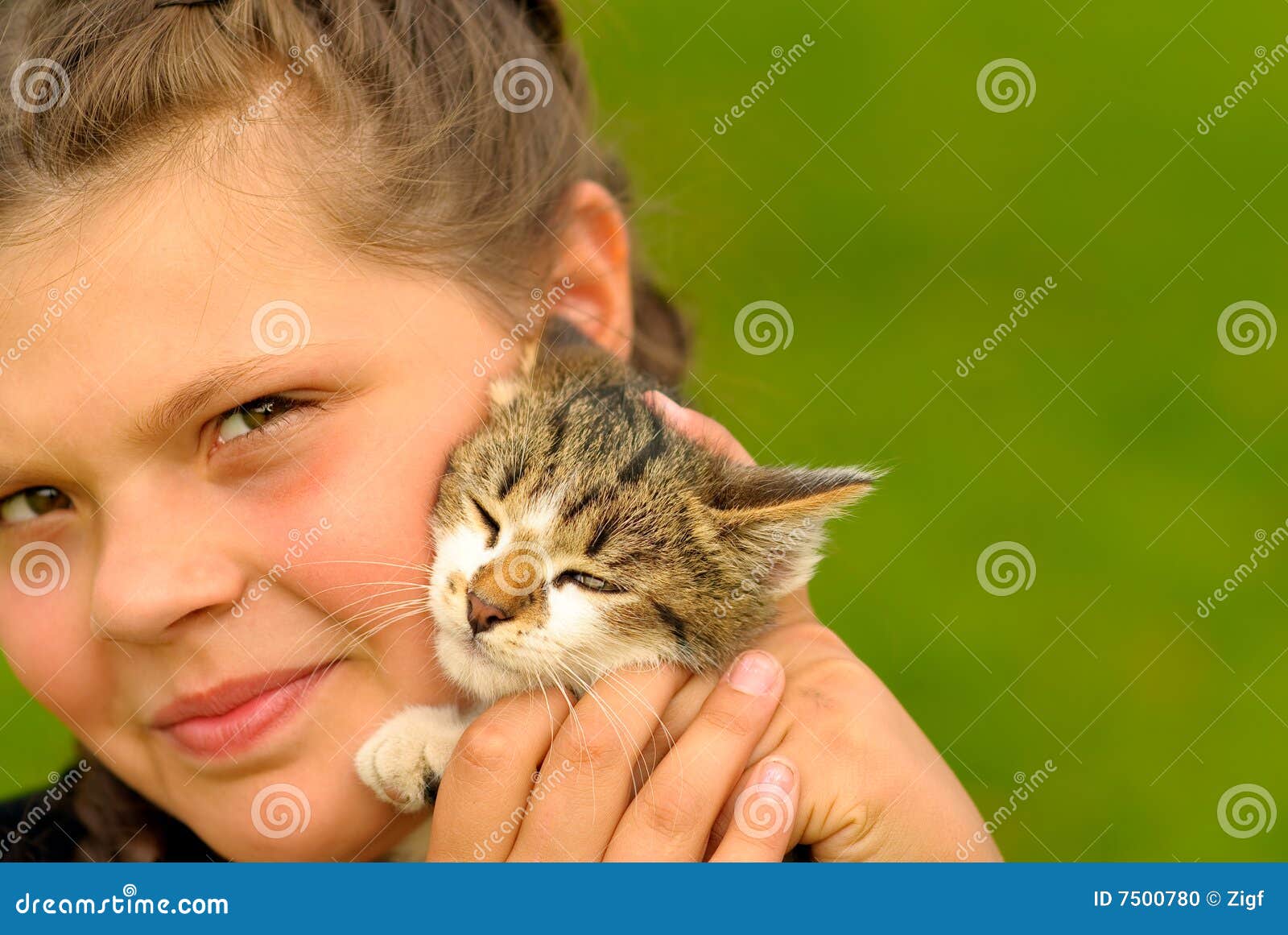 Girl with kitten stock photo. Image of lifestyles, feline - 7500780